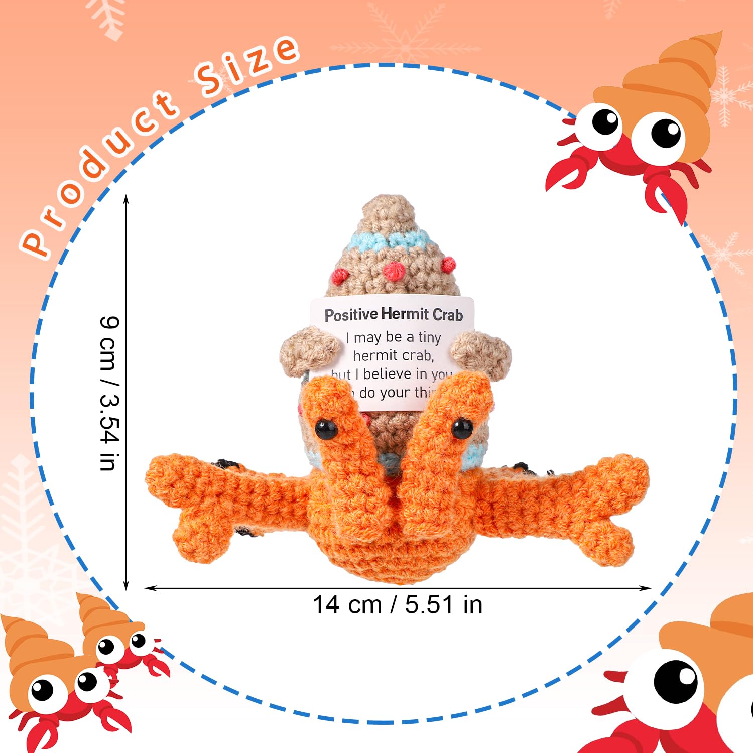 TOYMIS Positive Crab, Crochet Hermit Crab Positive Knitted Animal Knit ...