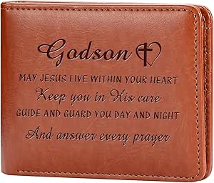 Amazon.com: KBVWHW Godson Gift Godson Leather Wallet Prayer Gift Godson ...