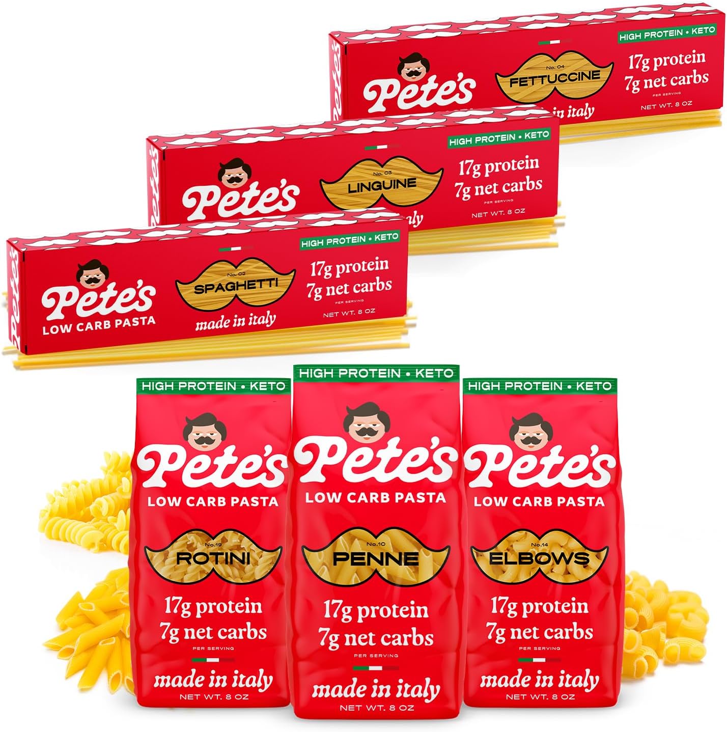 Amazon.com : Pete's Pasta Variety Short (Penne, Rotini, Elbow ...