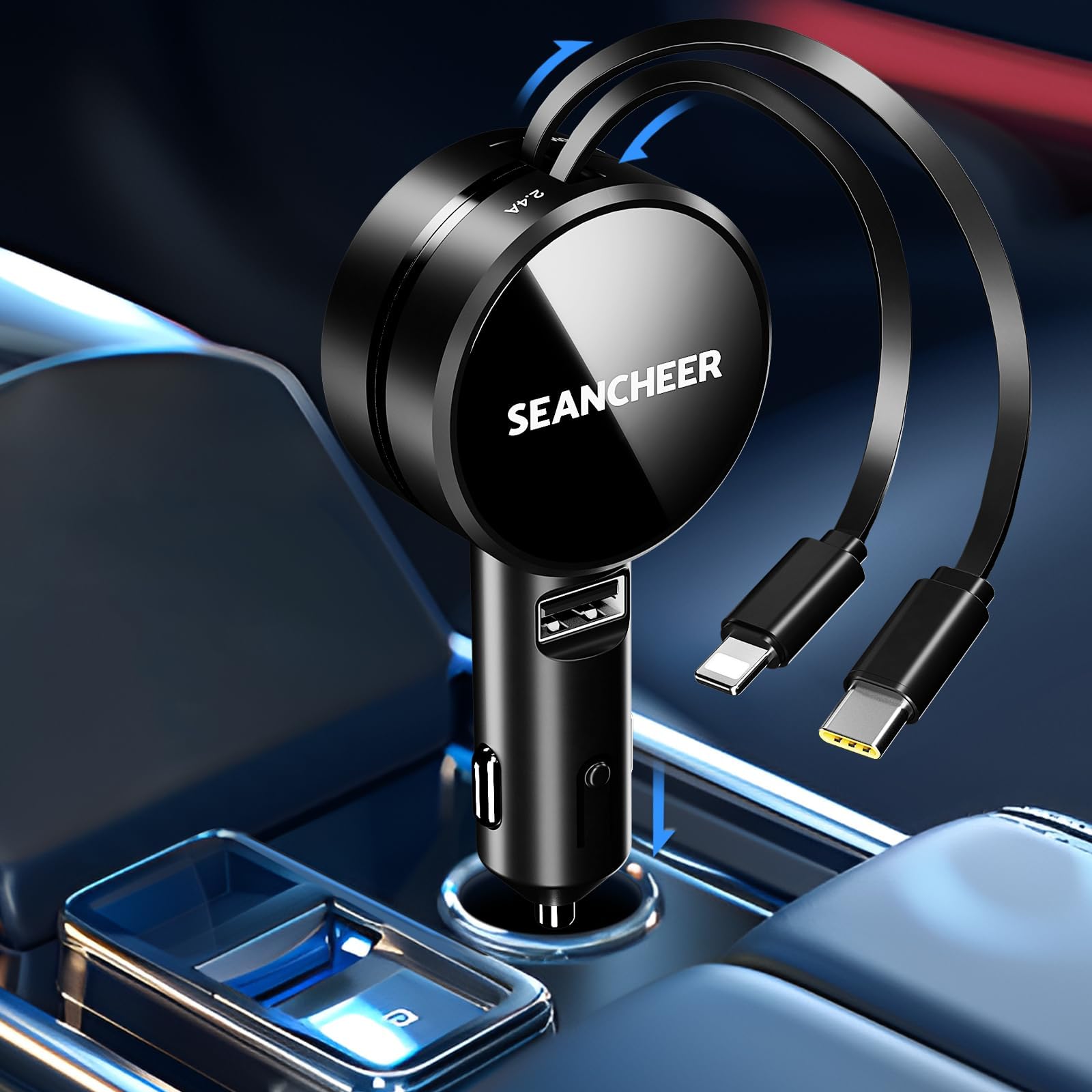 Amazon.com: SEANCHEER Retractable Car Charger for iPhone and Android ...
