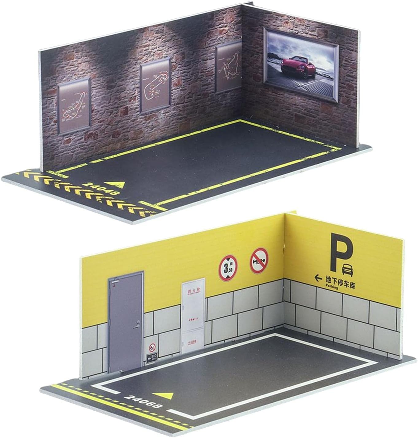 Amazon.com: harayaa 2X 1/24 Car Model Parking Lot Scenery Car Garage ...