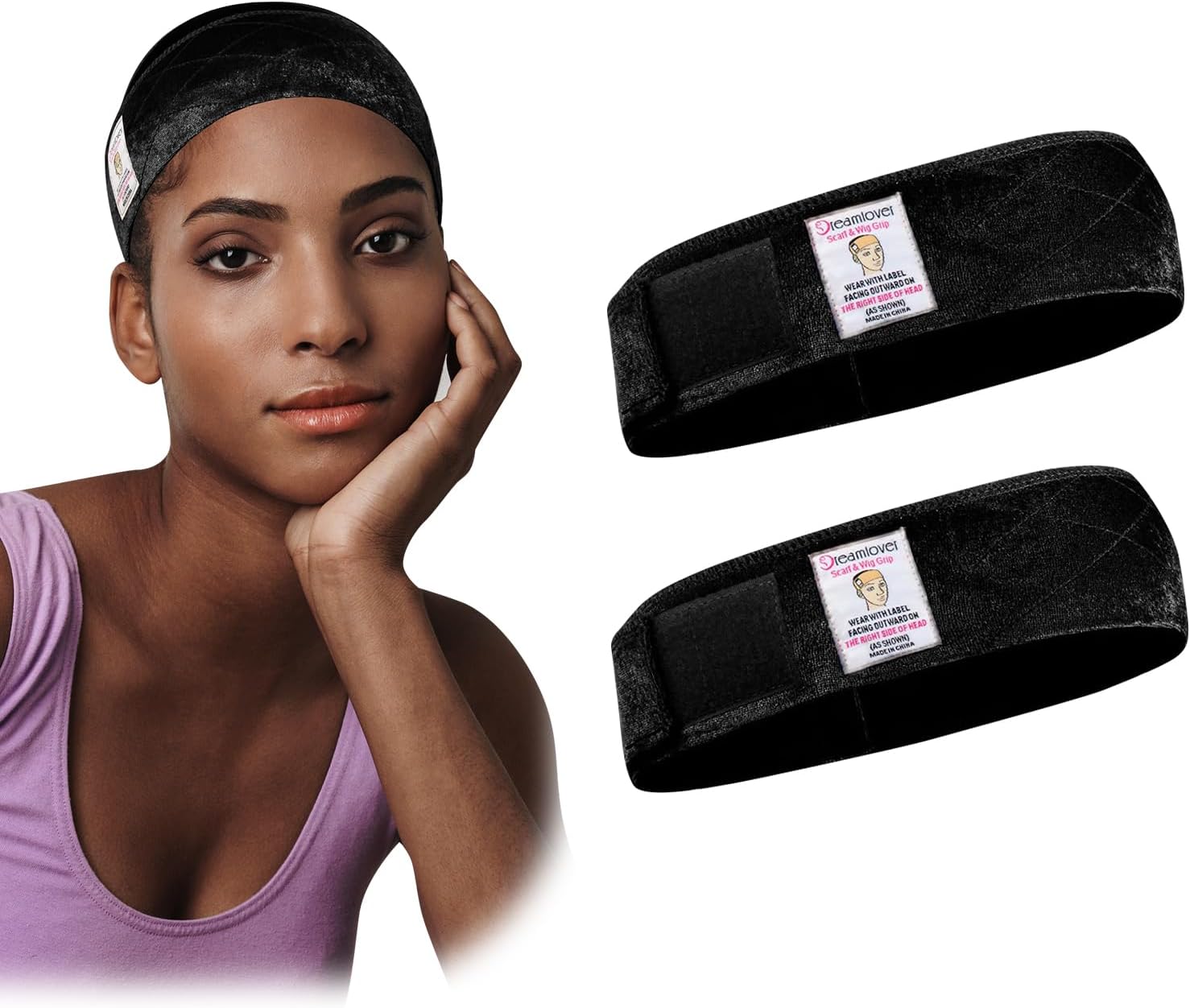 Dreamlover Elastic Wig Grip Headbands, Adjustable Wig Grip Bands, Black ...