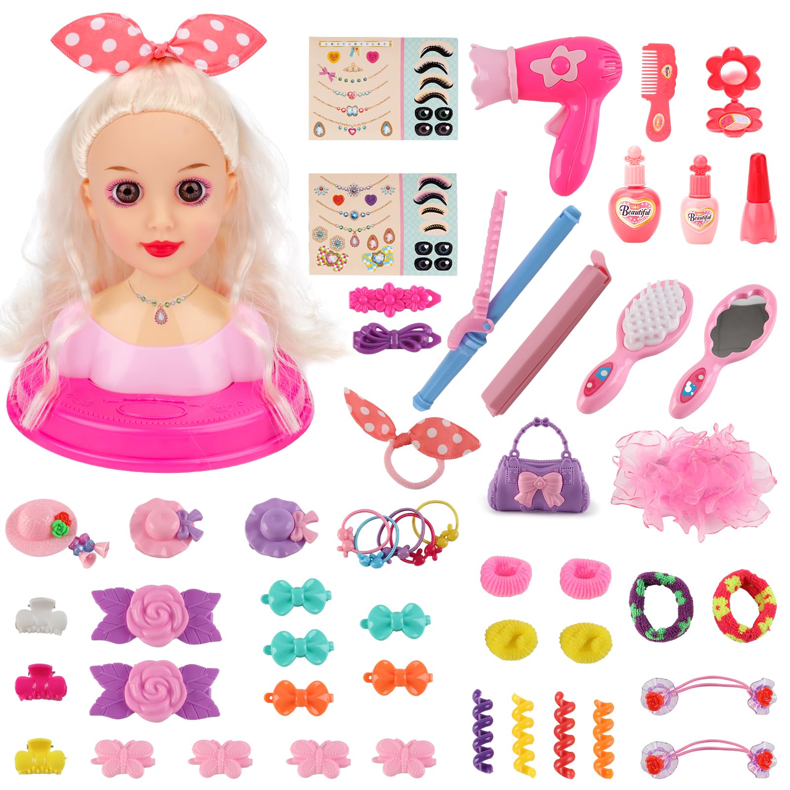 deAO Kids Hairdressing Makeup Doll Head, Makeup Hairdressing Doll ...