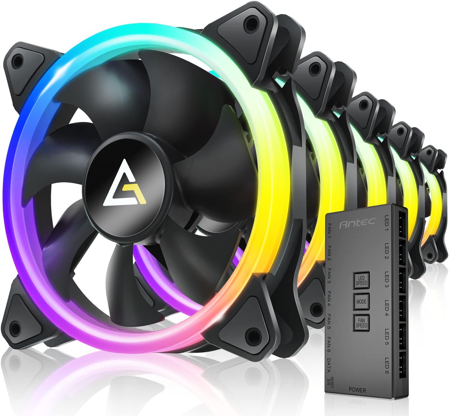 Antec RGB Fans, PC Fans, 120mm RGB Fans, 120mm Case Fan 5 Packs, Case ...