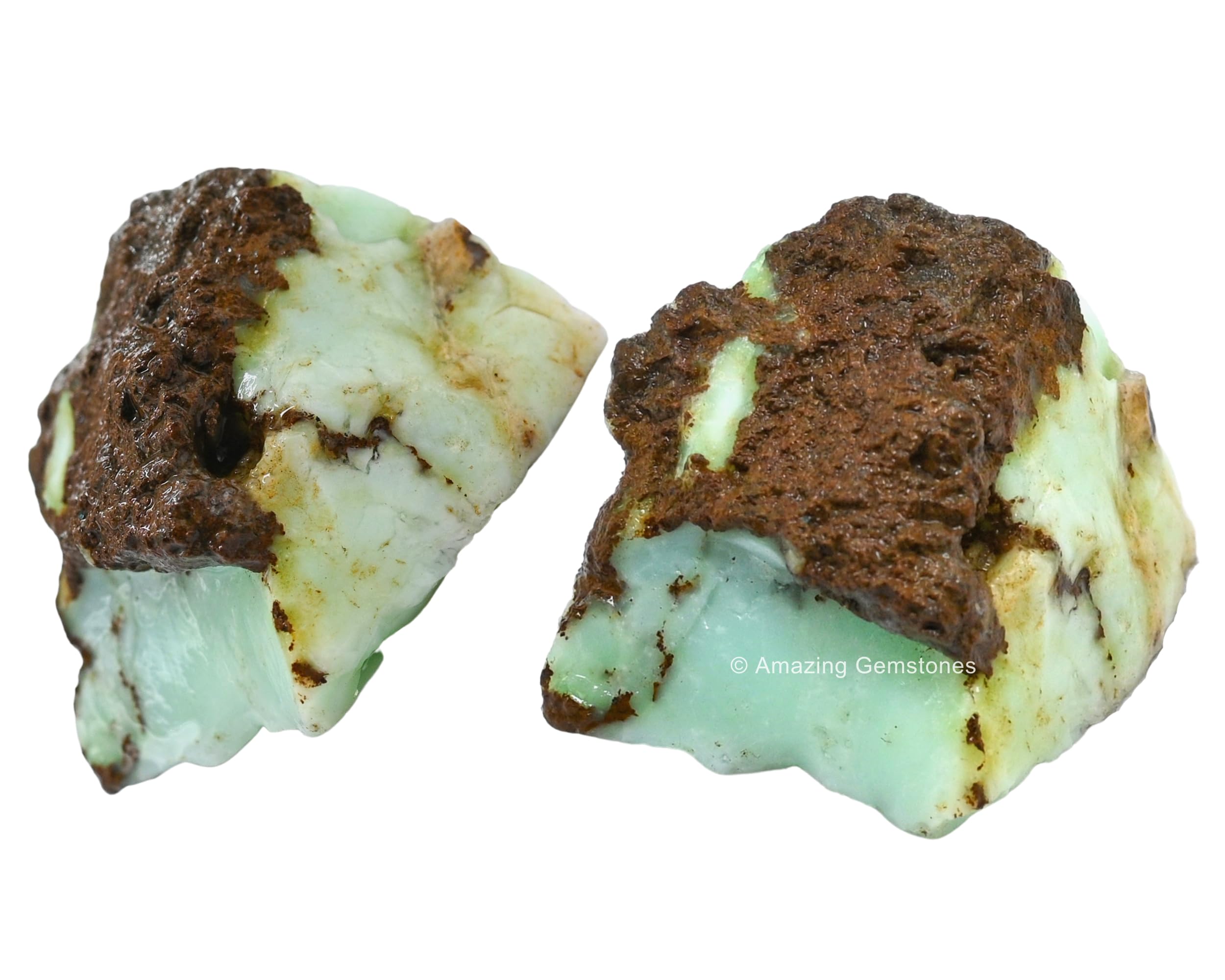 Amazon.com: 2 Pieces Chrysoprase Raw Crystals and Healing Stones ...