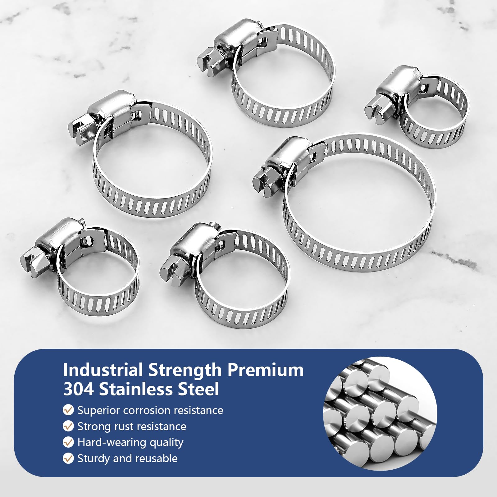 Small Hose Clamps 52-Piece Stainless Steel Hose Clamp Kit - 304 Grade ...