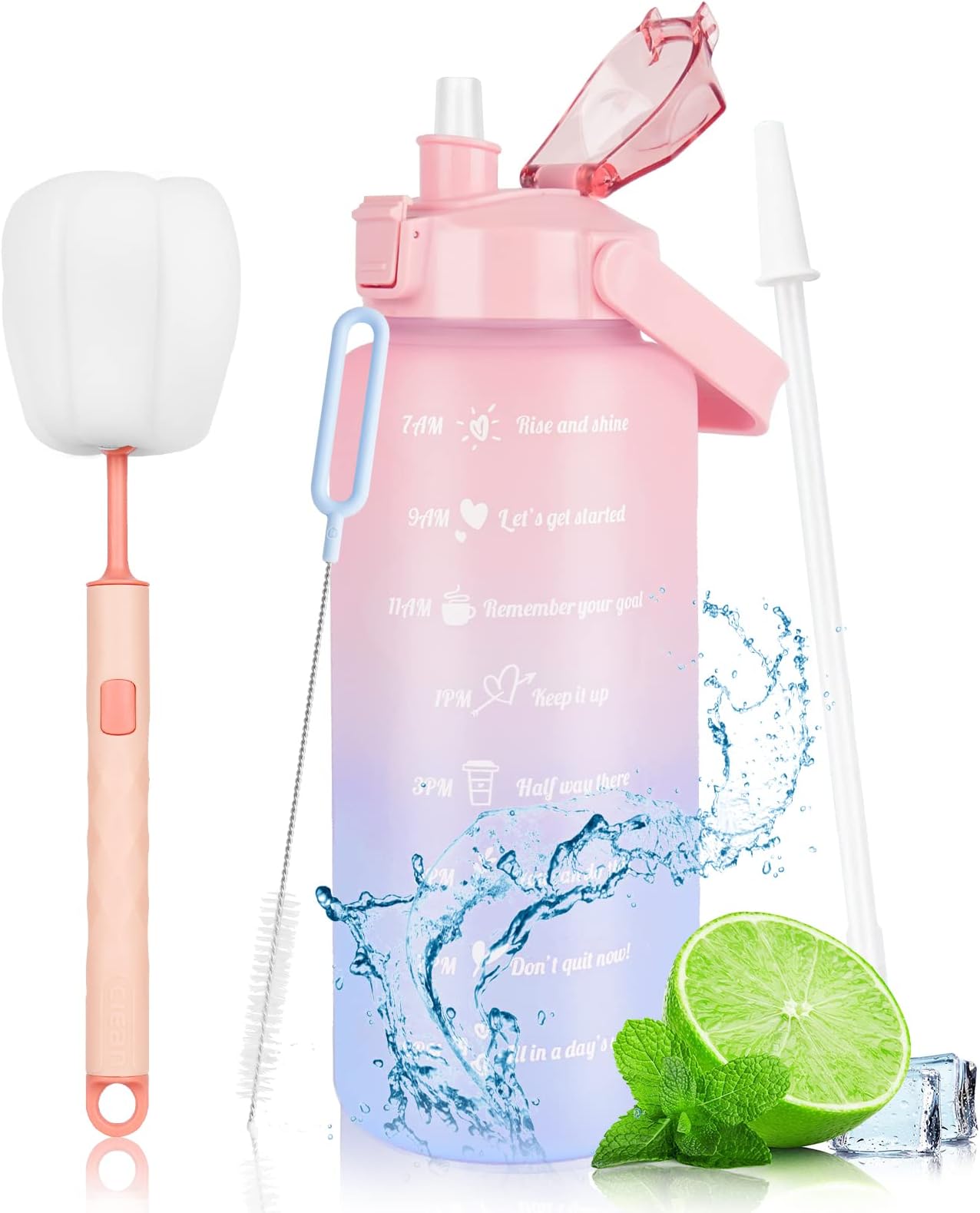 Uootach Bouteille d'eau, Gourde Sport 2 Litre, Marqueur de temps ...