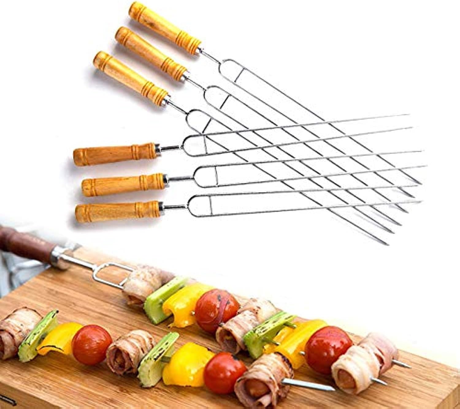 GRETAL Barbecue Skewers, Double Prong Grilling Skewers, Stainless Steel ...