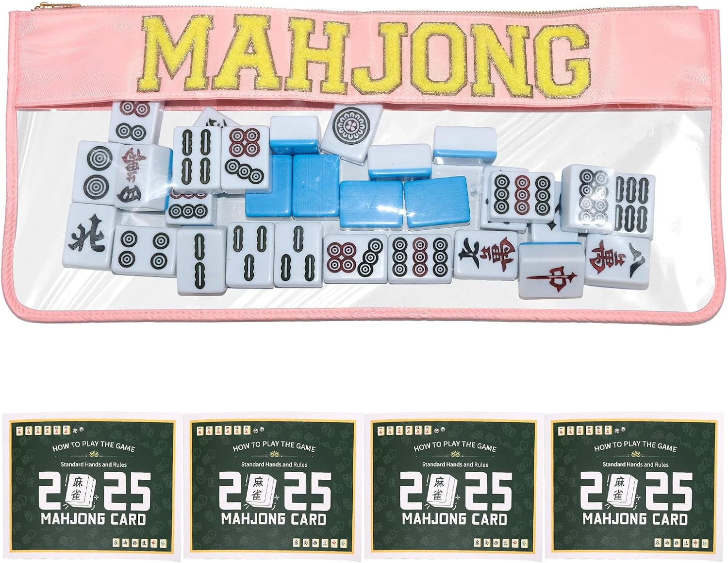 Amazon.com: 1 PCS American Mahjong Tiles Bag with Zipper - Pink Empty ...