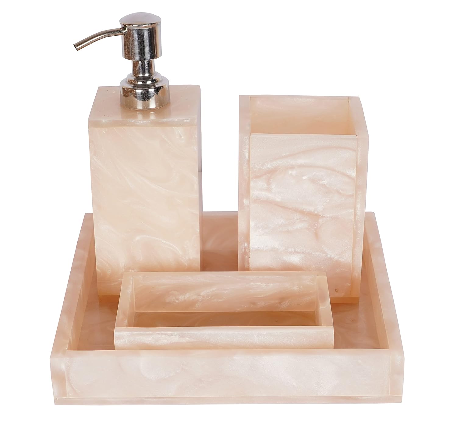 KRINATI HOME 1st Choice Resin Material Marble Look Finish Bathroom Accessory Set | Luxury Bath ...