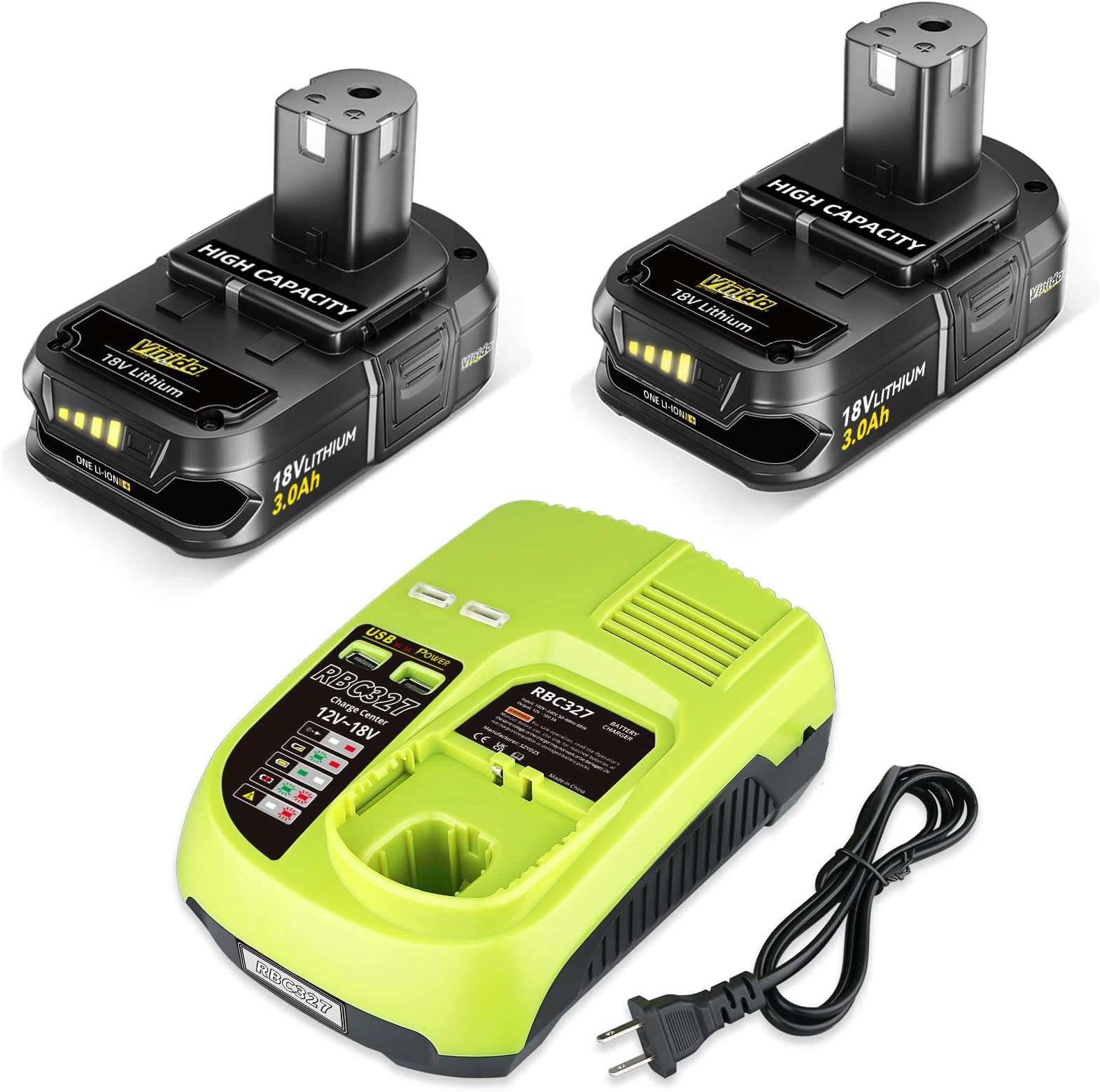 Amazon.com: Ryobi P118B 18V Battery Charger and Ryobi P189 18V 1.5 Ah ...