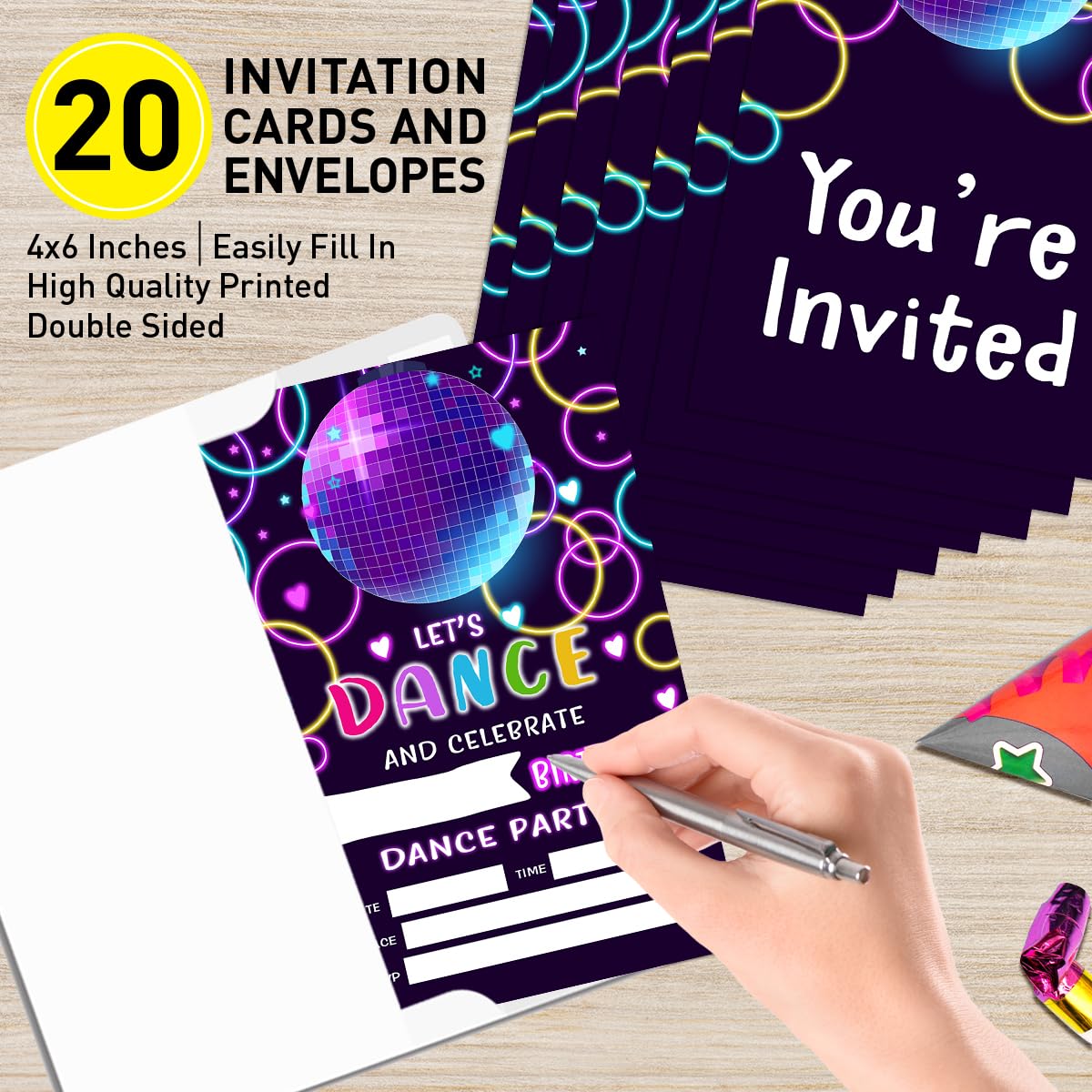 Paper Disco Ball Invitation ISOVF 4" X 6" Disco Party Birthday Party