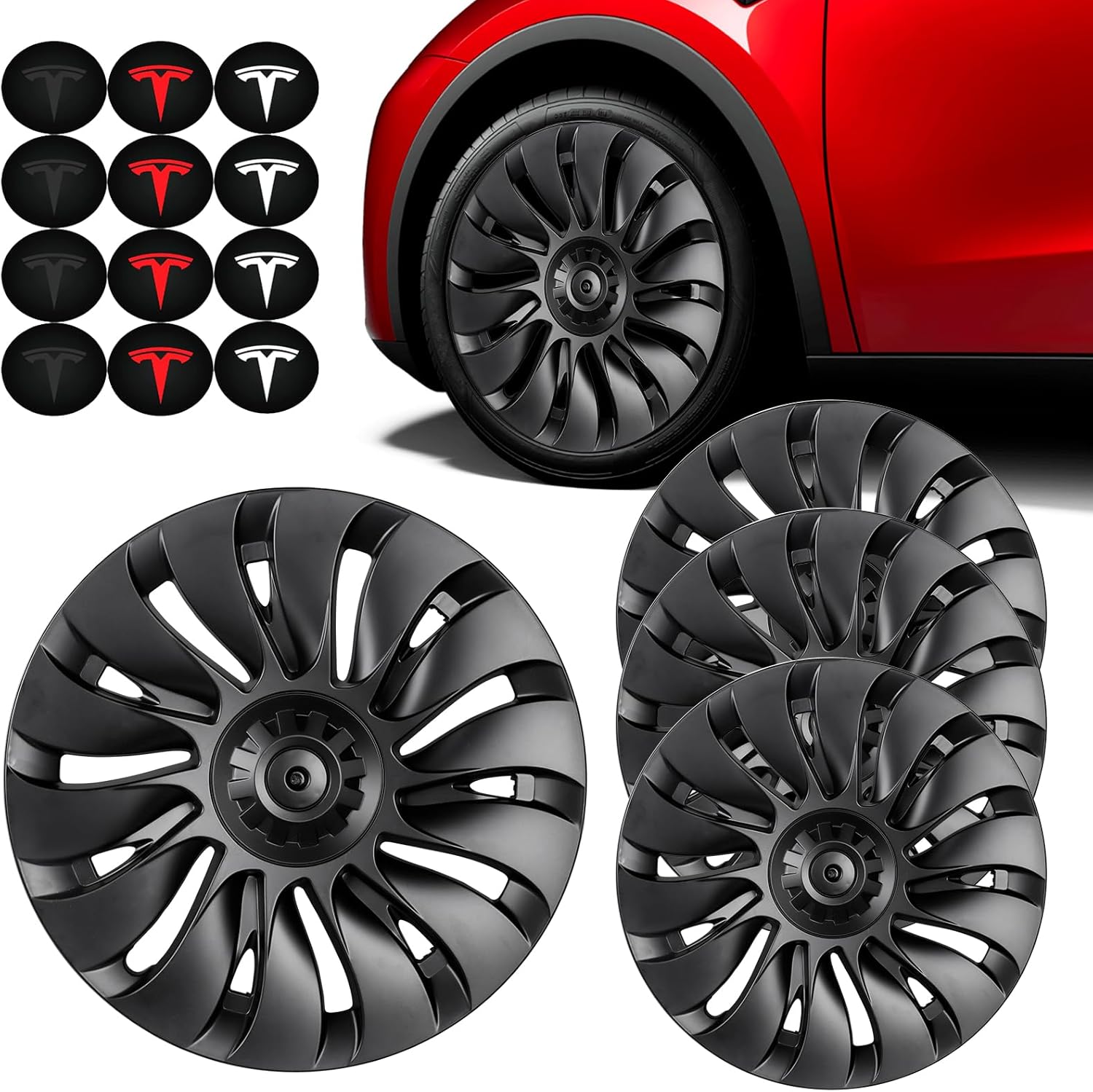 Amazon.com: XDFDRF Tesla Wheel Hubcap - 19 Inch Wheel Protector Cover ...