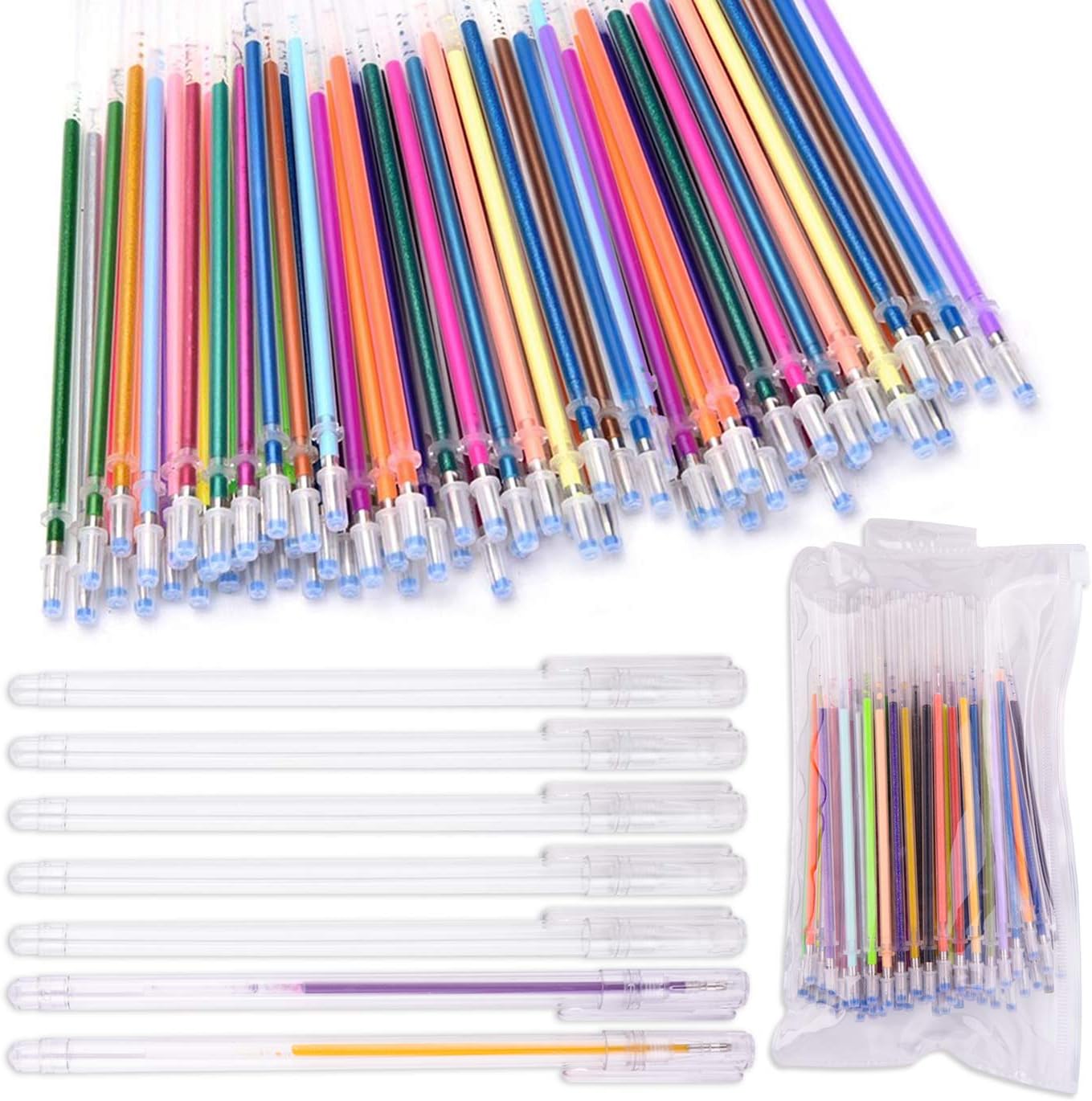 Amazon.com: WXJ13 100 Pieces Gel Pen Refills Glitter Metallic Pastel ...