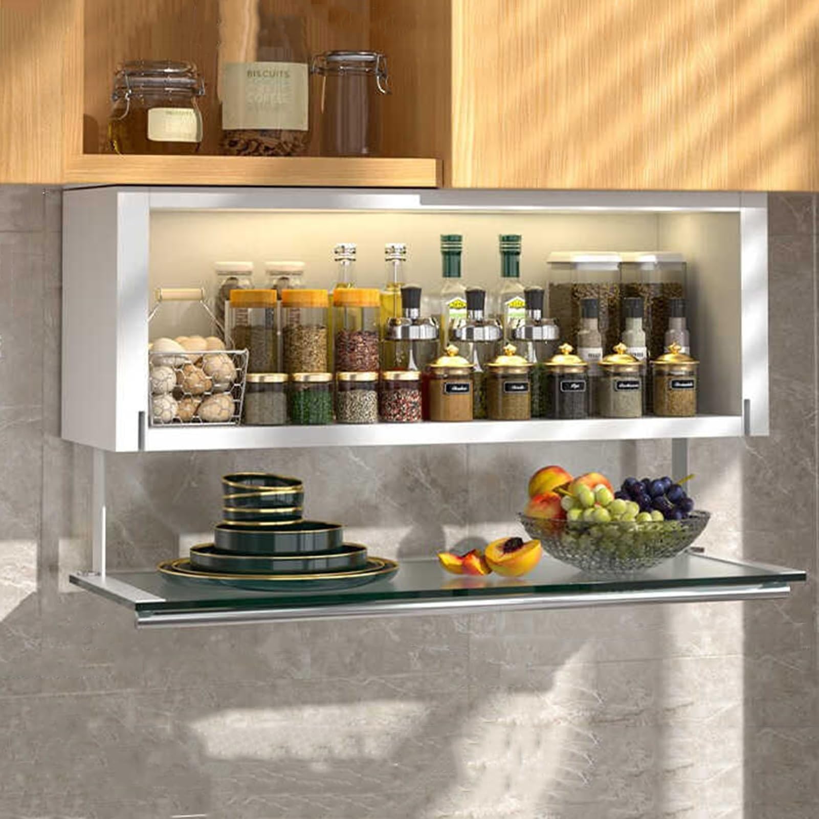 Under Cabinet Drop Down Wall Cabinet Pull Down Shelving System:
