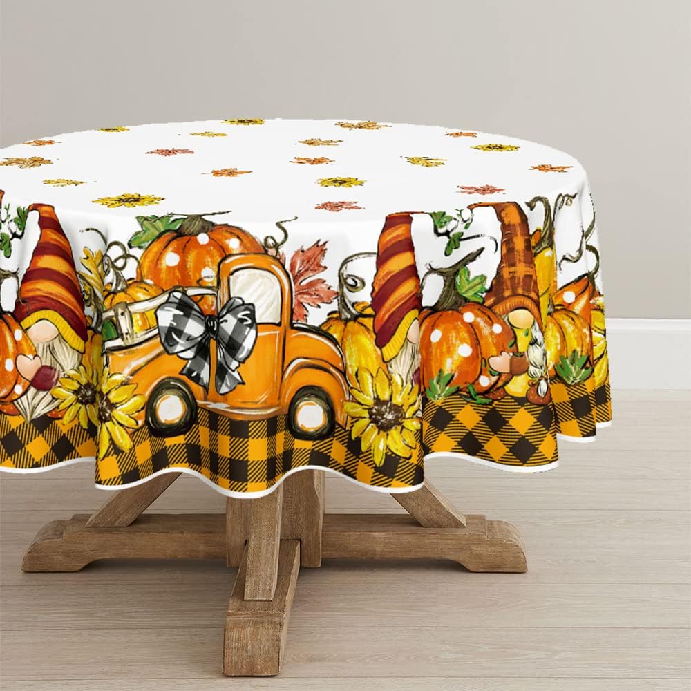 Amazon.com: Horaldaily Fall Tablecloth 70x70 Inch Round, Thanksgiving ...