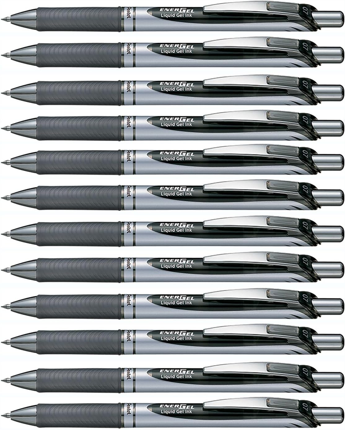 Pentel Energel Liquid Gel Pen 0.7mm Medium Nib Black Ink, Box of 12 ...