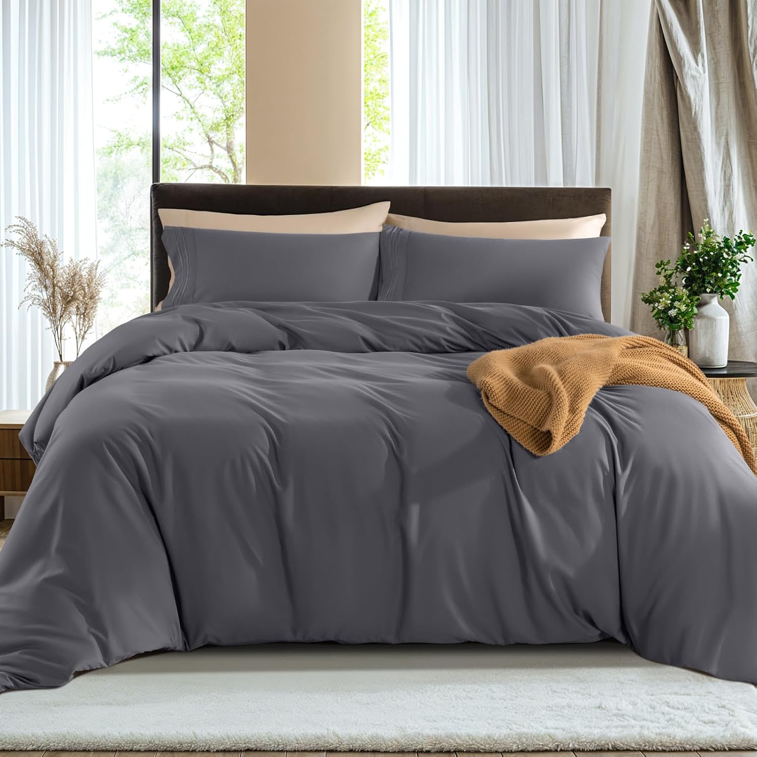 Amazon.com: LBRO2M Duvet Cover Set Soft Microfiber Duvet Cover Set ...