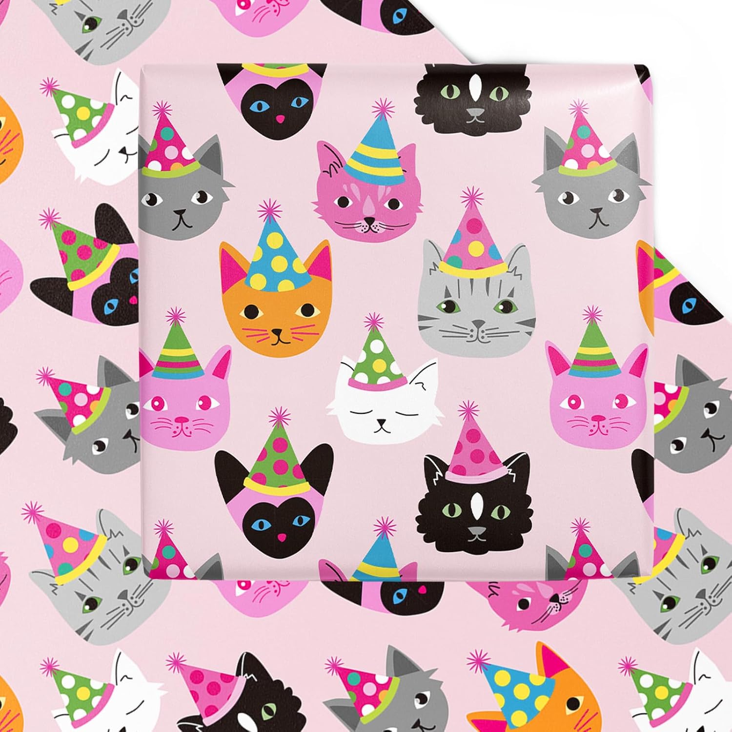 Amazon.com: WRAPAHOLIC Kitty Cat Wrapping Paper Sheet - 6 Sheets Pink ...