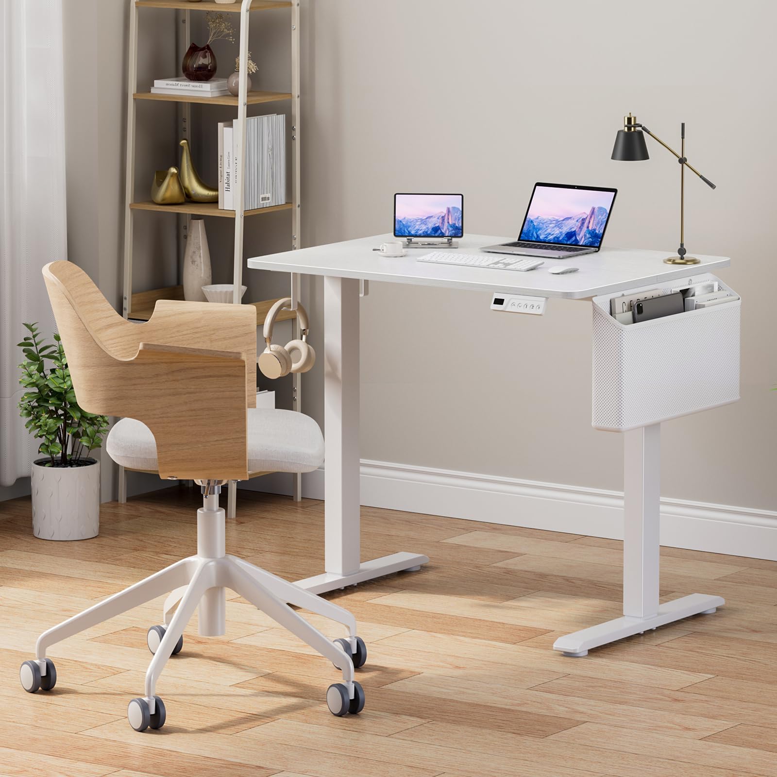 Snapklik.com : White Small Electric Standing Desk - 32 Inch Narrow ...