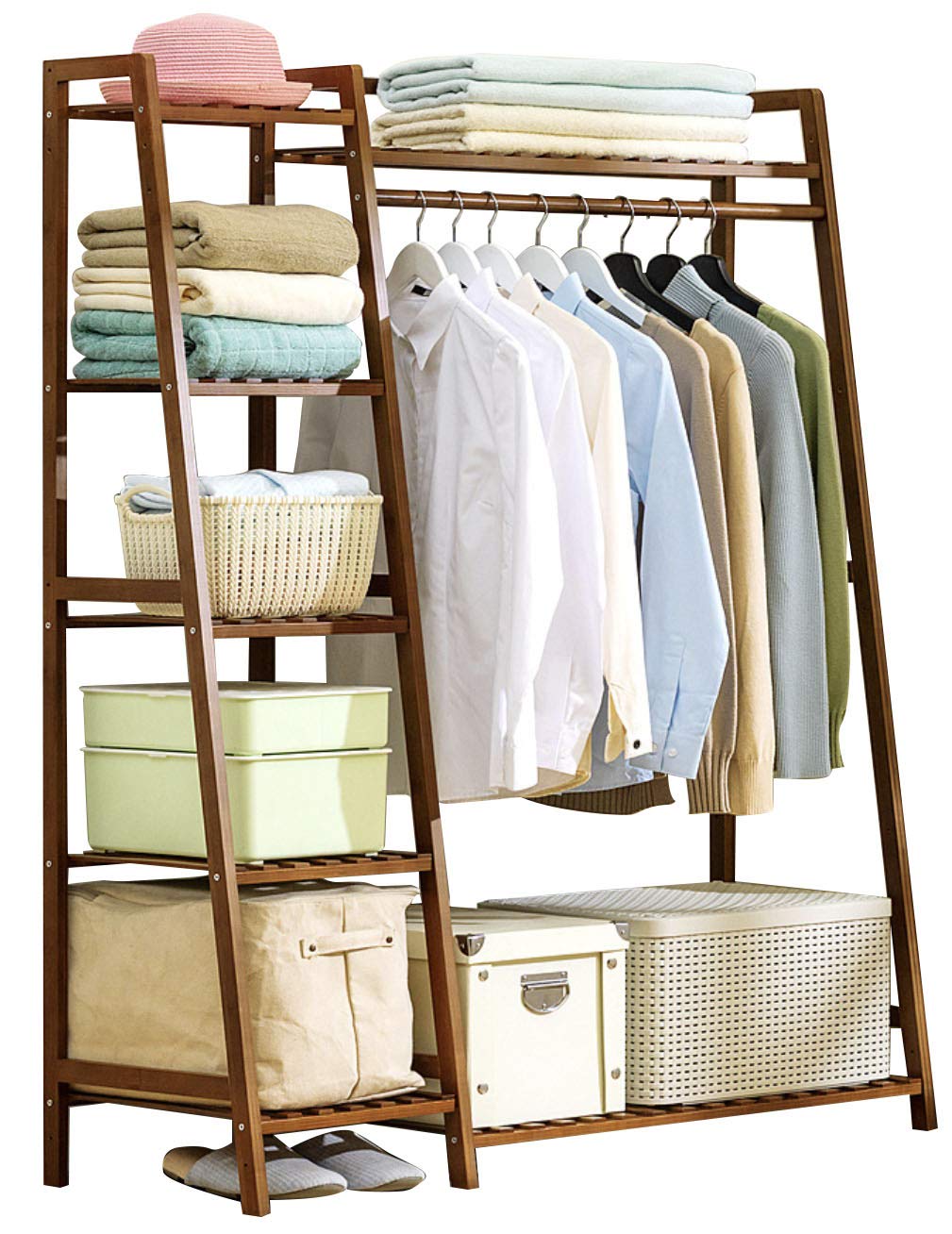 Hilier Modern Minimalist Wooden Clothes Rail Stand (Brown) : Amazon.co ...