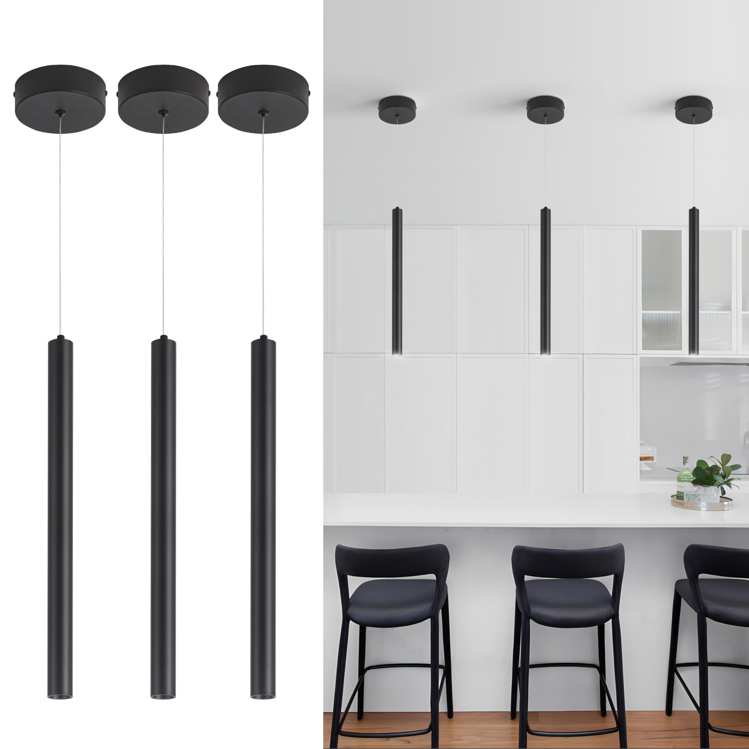 SUNMOO 3 Light Mini Pendant Lighting Modern Pendant Light, LED Modern ...