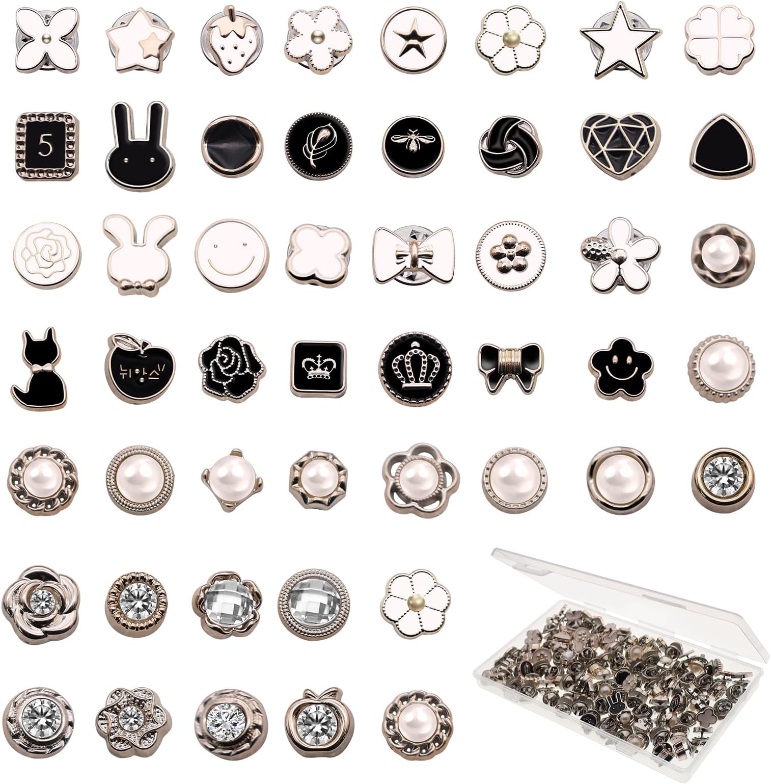 Amazon.com: 100 Sets Pearl Brooch Buttons, No Sew Instant Removable ...