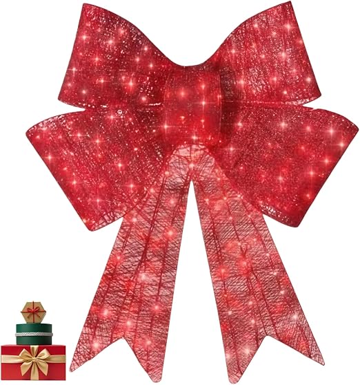 Amazon.com: Christmas Bow Decoration, Large Outdoor LED Holiday Yard ...