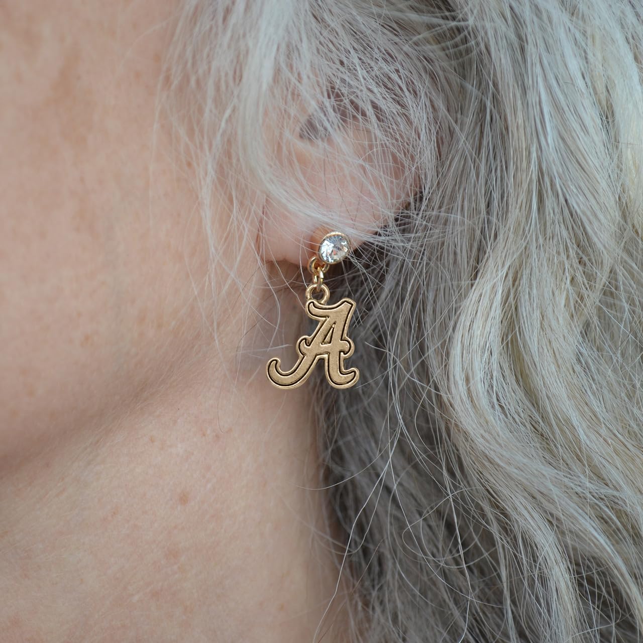 Alabama Crimson Tide Lydia – Pendientes de oro con licencia UA, Oro, No ...