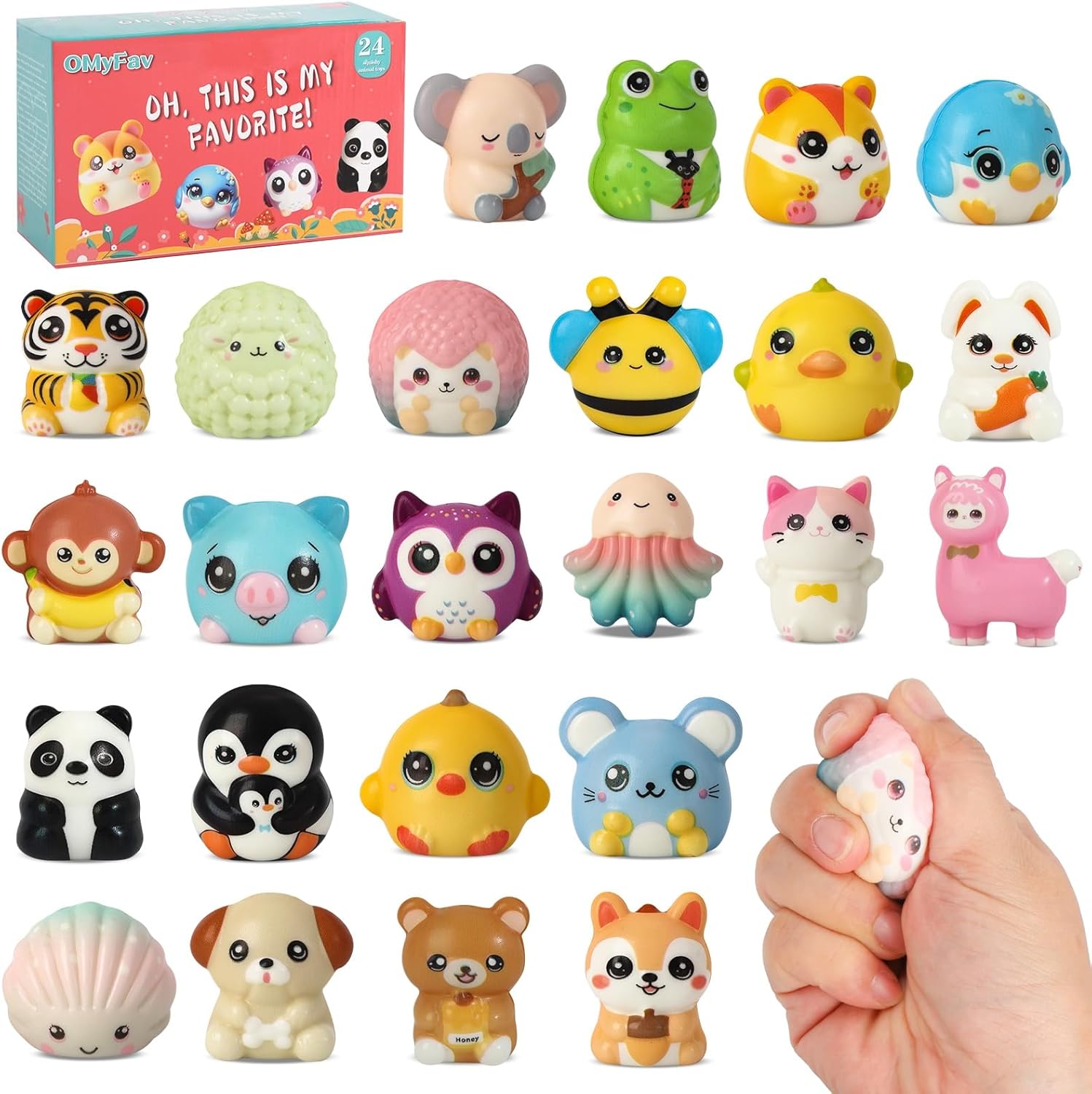 24 PCS Squishy Toys for Kids Bulk - Squishy Animals for Desk Pets Prize ...