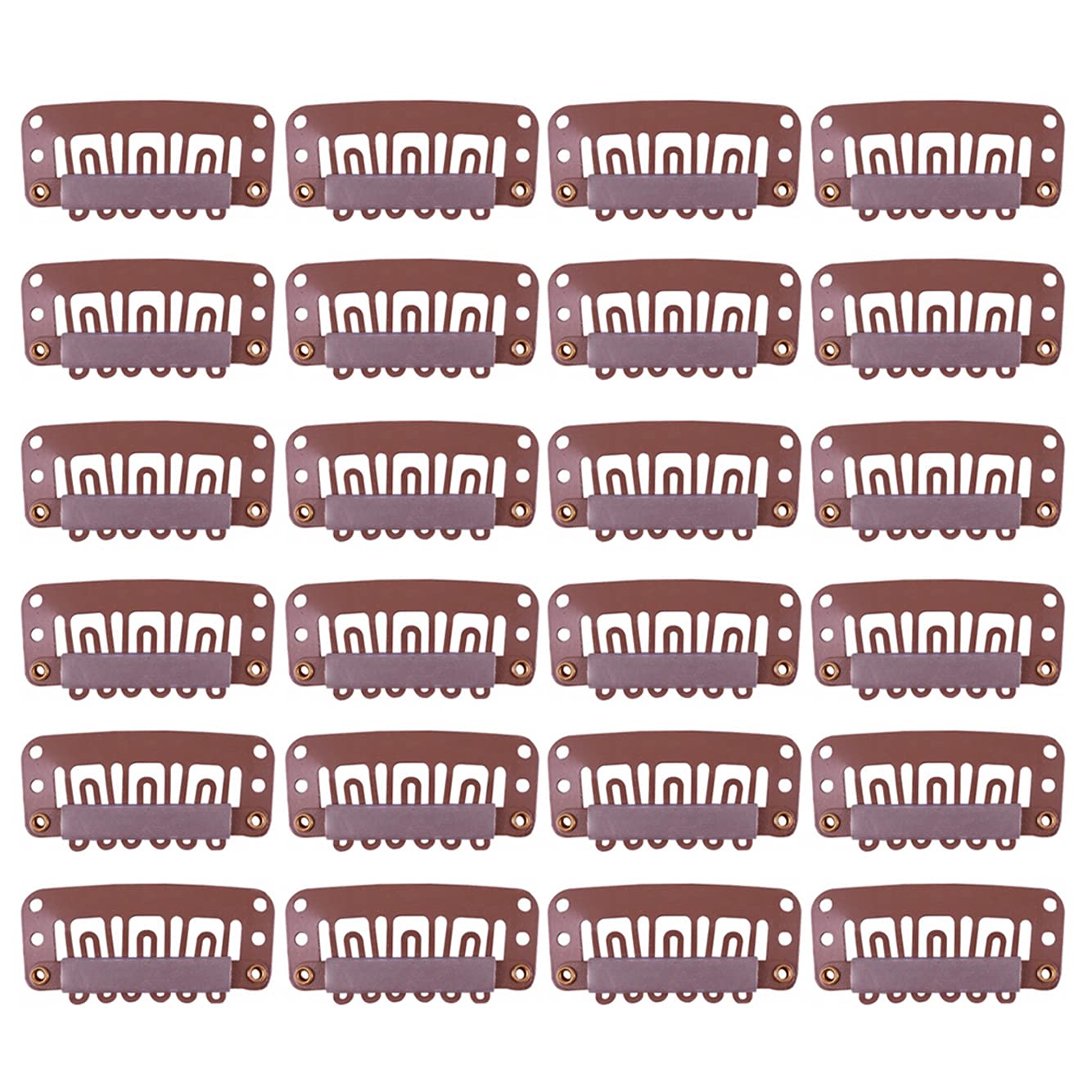 Amazon.com : 24 pcs/lot 6-Teeth U-Shape Snap Hair Extensions Clips ...