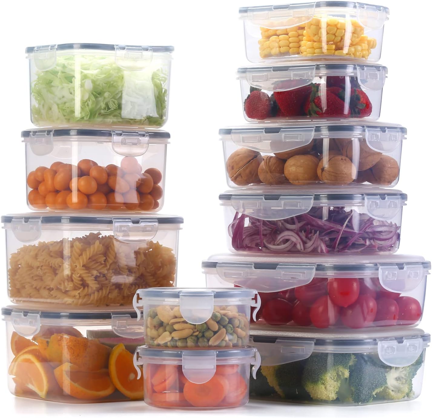 Juego de Recipientes para Alimentos 12 PIEZAS, CEWOOS Recipientes de ...