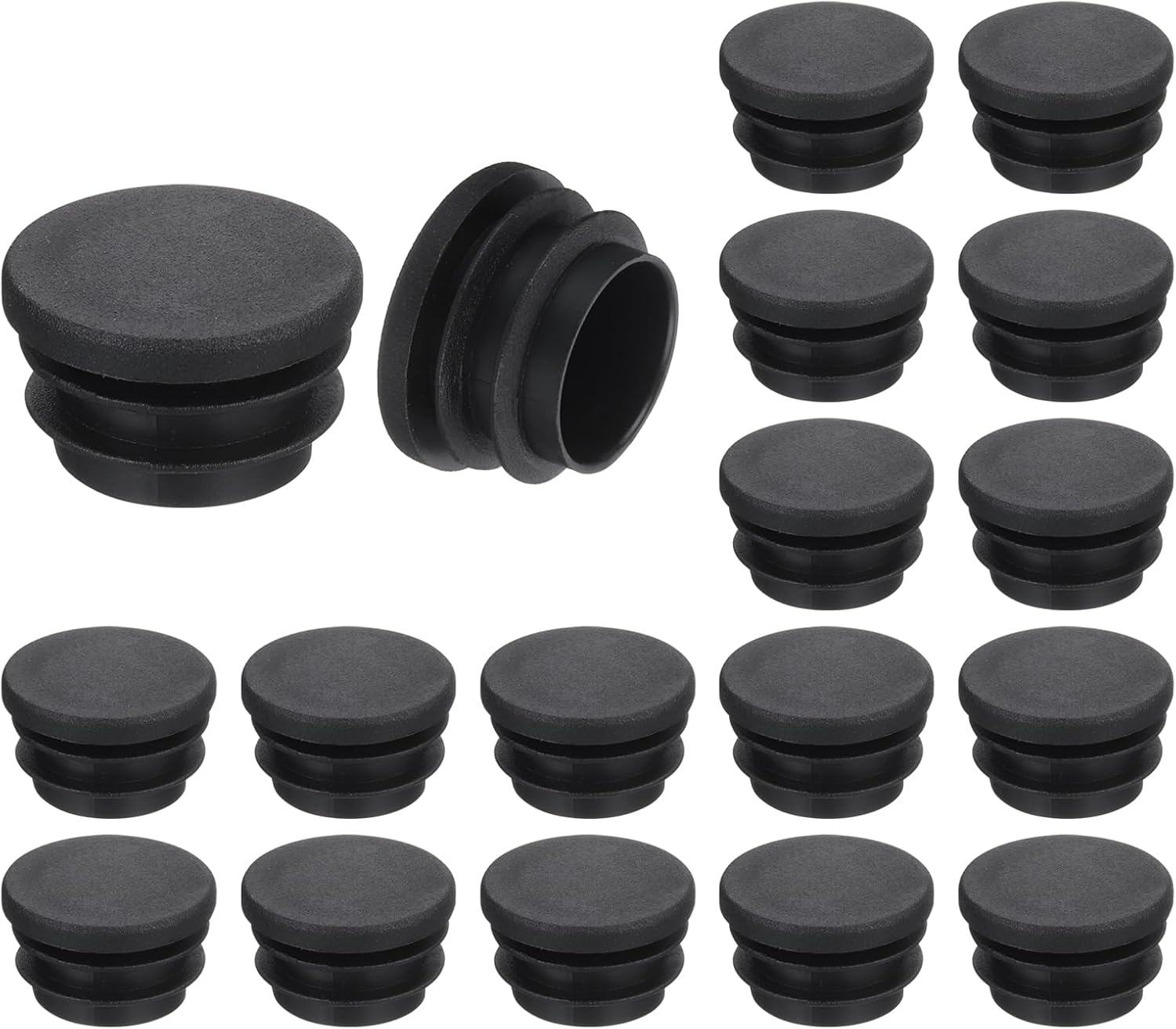 sourcing map 18 Pcs Round Plastic Plug, Black Tubing End Cap Plugs ...
