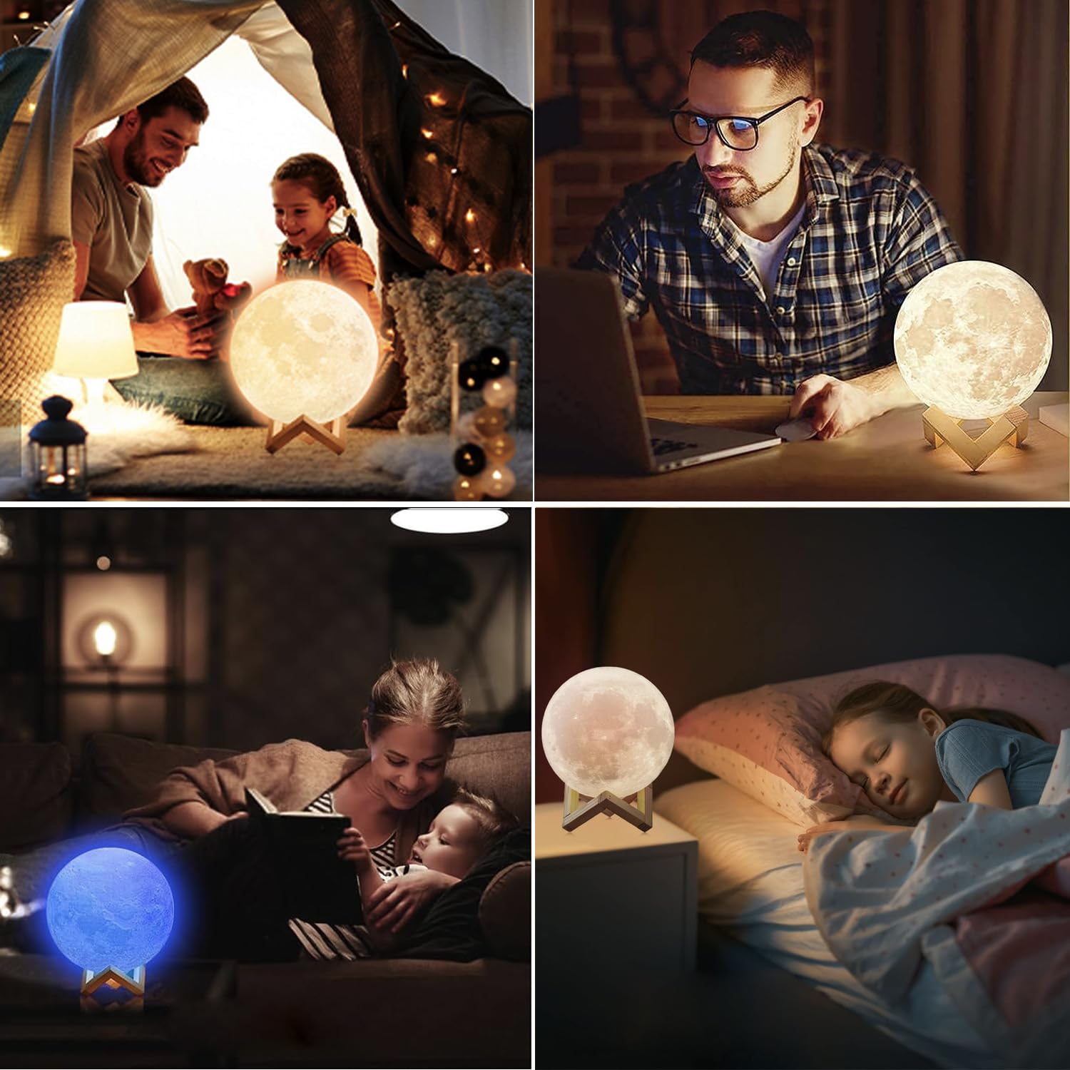 Moon Lamp, 16 Color 3D Printed Moon Night Light, Rechargeable LED Moon ...