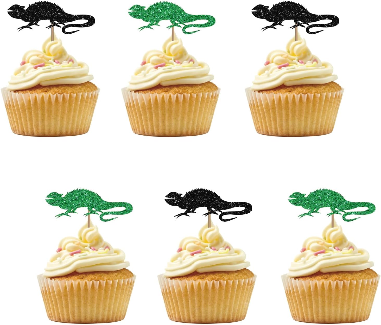 Amazon.com: Set of 24 Chameleon Cupcake Toppers for Reptile Animal ...