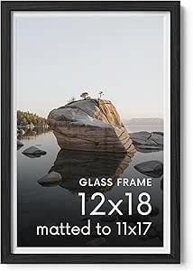 Amazon.com - Haus and Hues 12x18 Picture Frame with Real Glass and Black American Oak Matted to ...