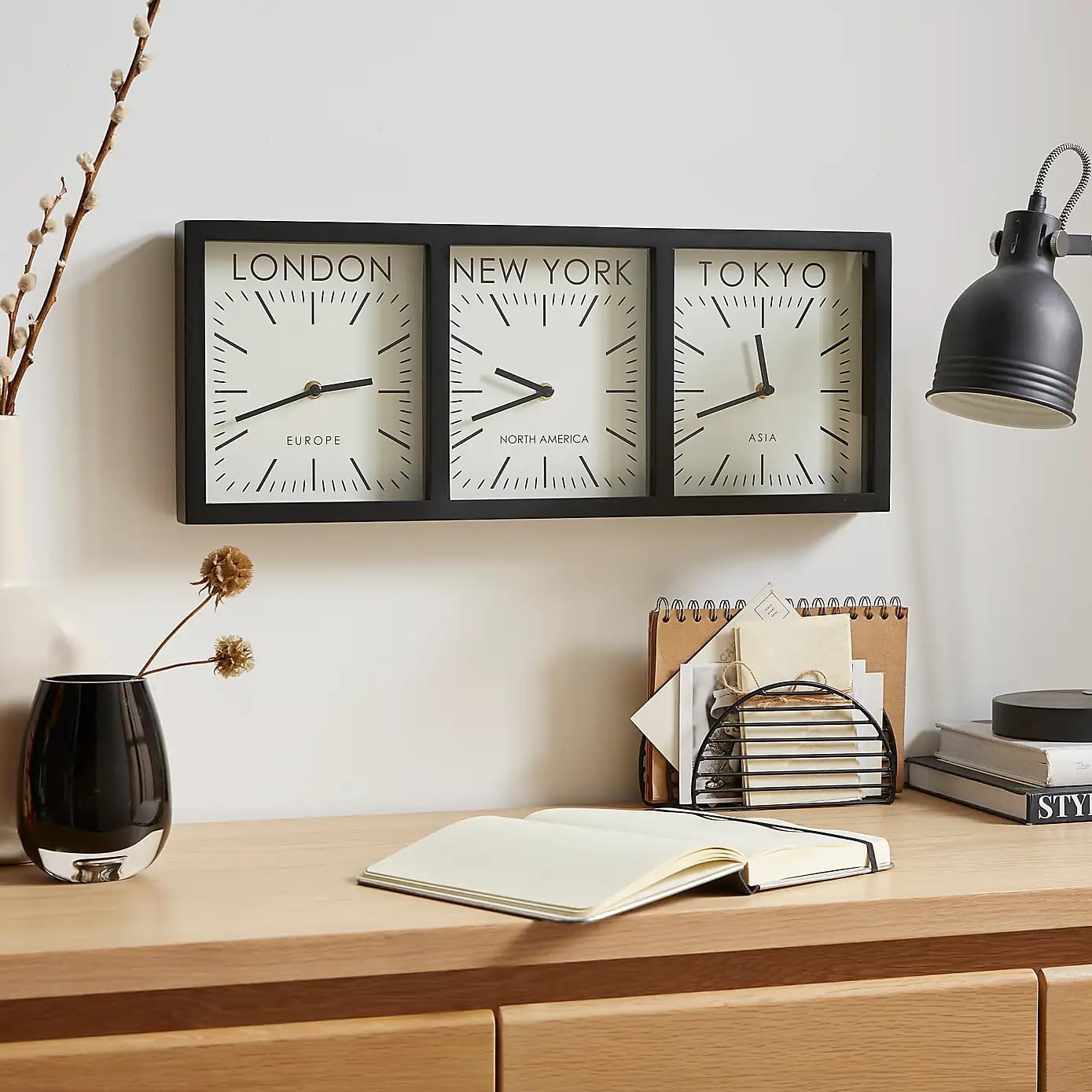 New Modern Amd Stylish Design World Time Zone Wall Clock Features The ...