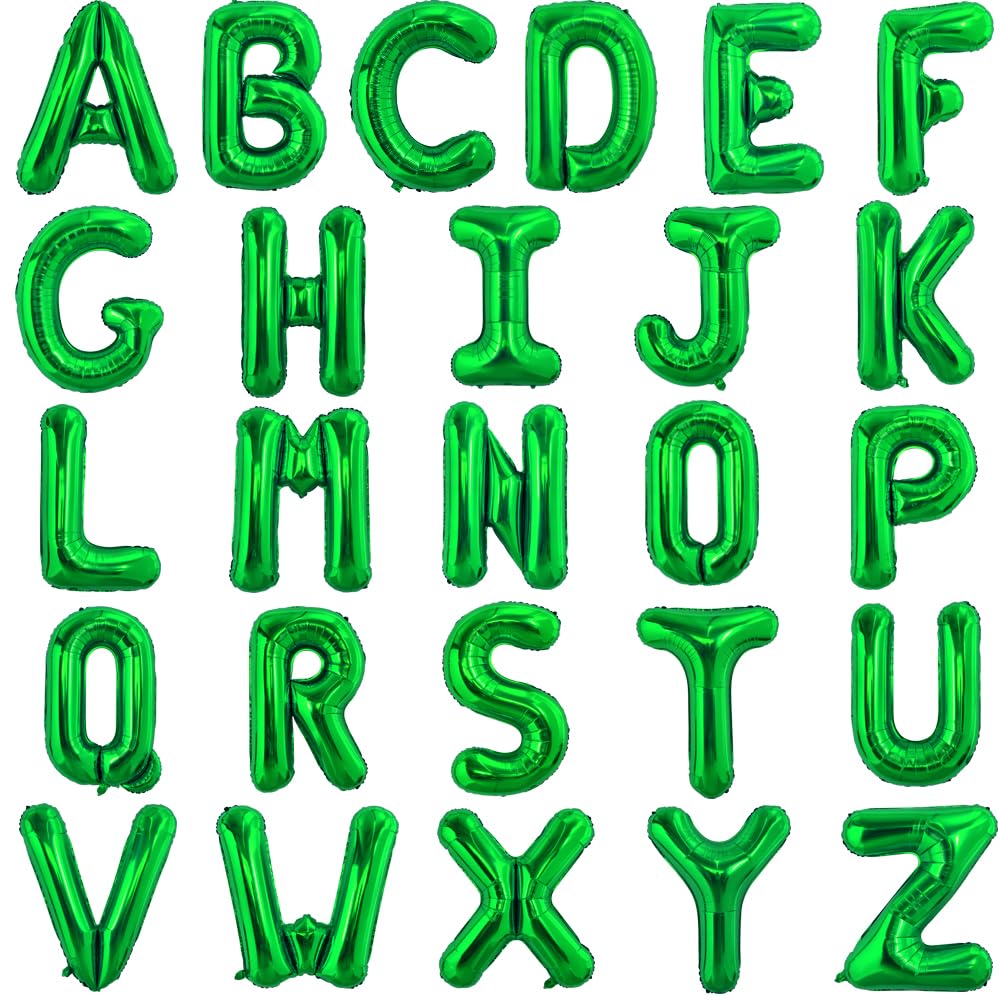 Amazon.com: TONIFUL 52 Pieces 16 Inch Green Letter A-Z Balloons,Custom ...