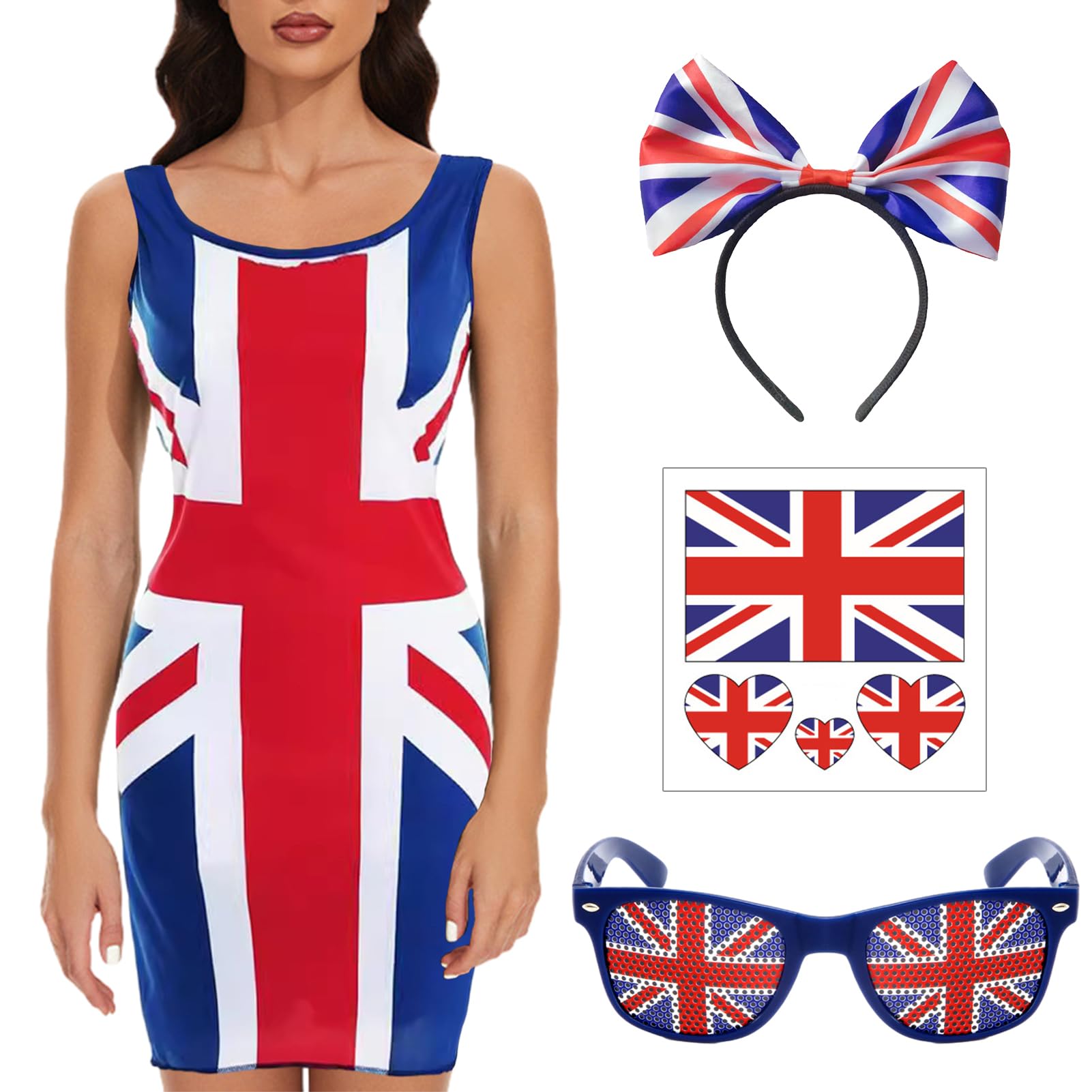 Alaiyaky Union Jack Dress Union Jack Costume British Flag Dress With ...