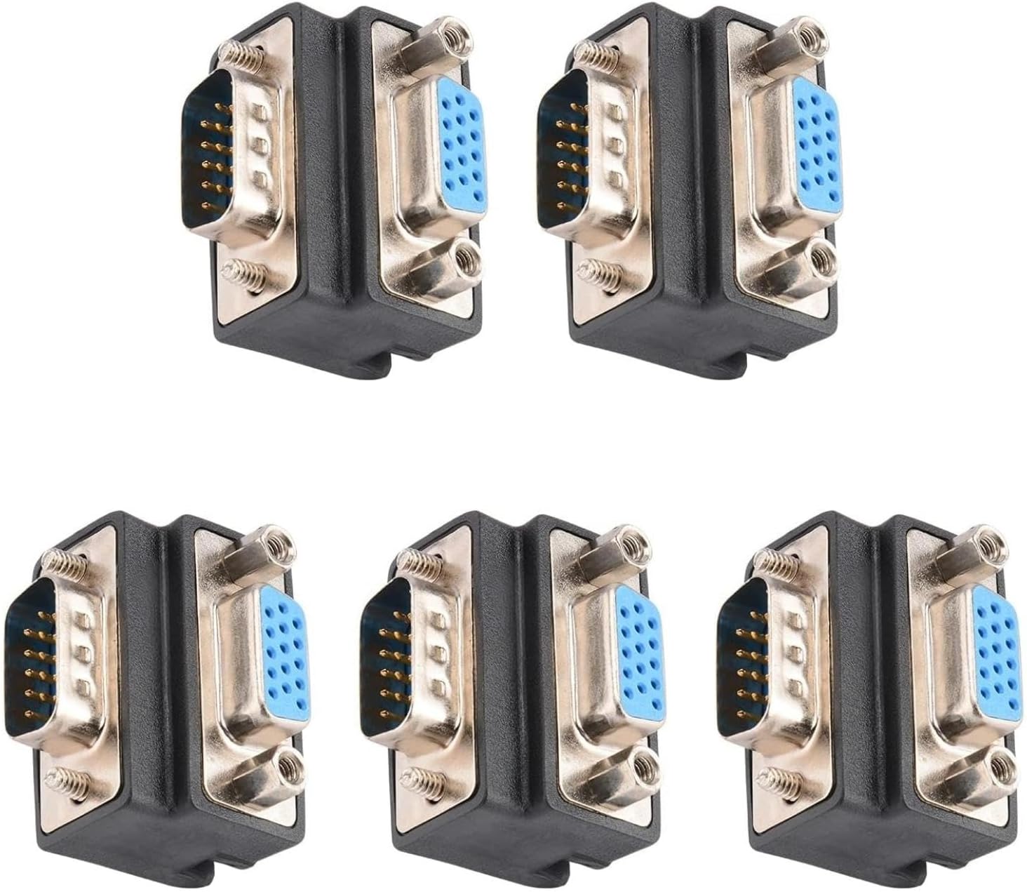 Amazon.com: J&D DB15 90 Degree VGA 15 Pin Adapter (5 Pack), D sub 15 Nickel Coated Connector ...