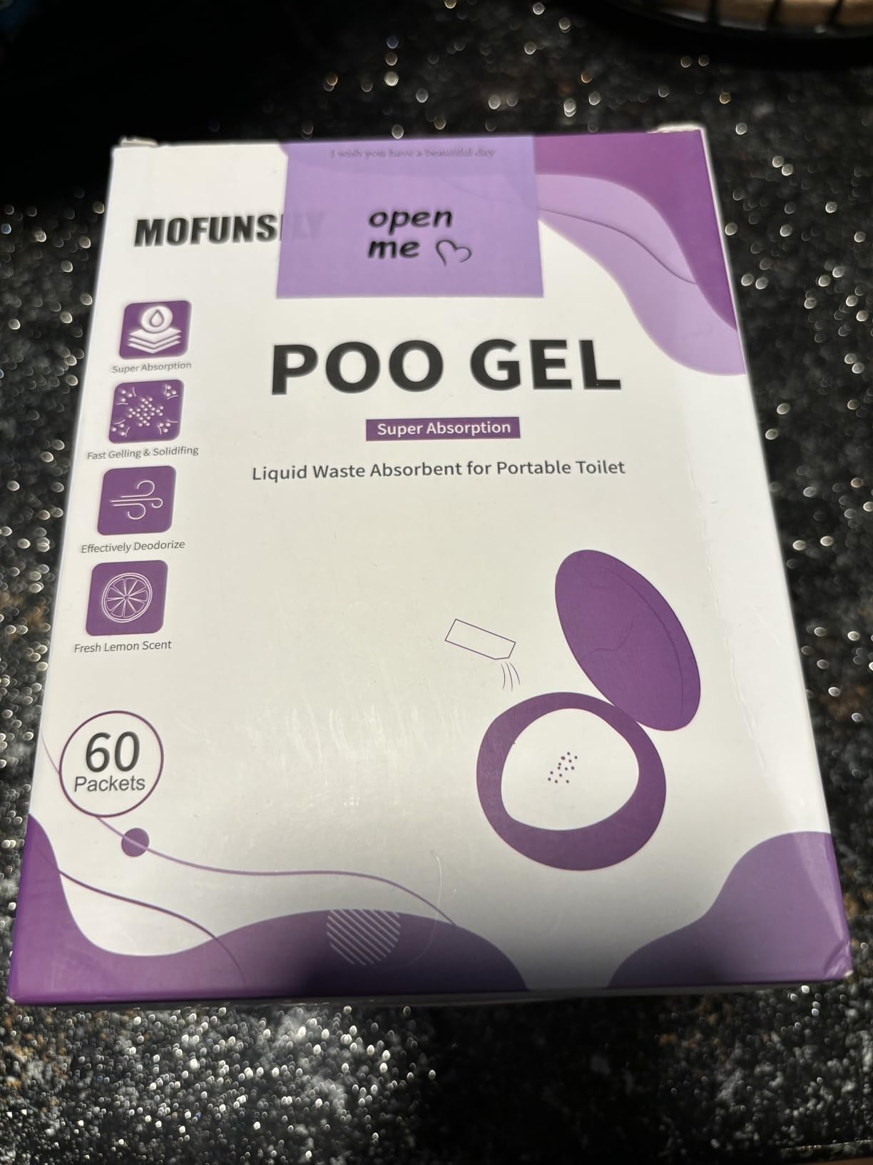 Amazon.com : MOFUNSILY Portable Toilet Absorbent Poo Powder,60 Packets ...