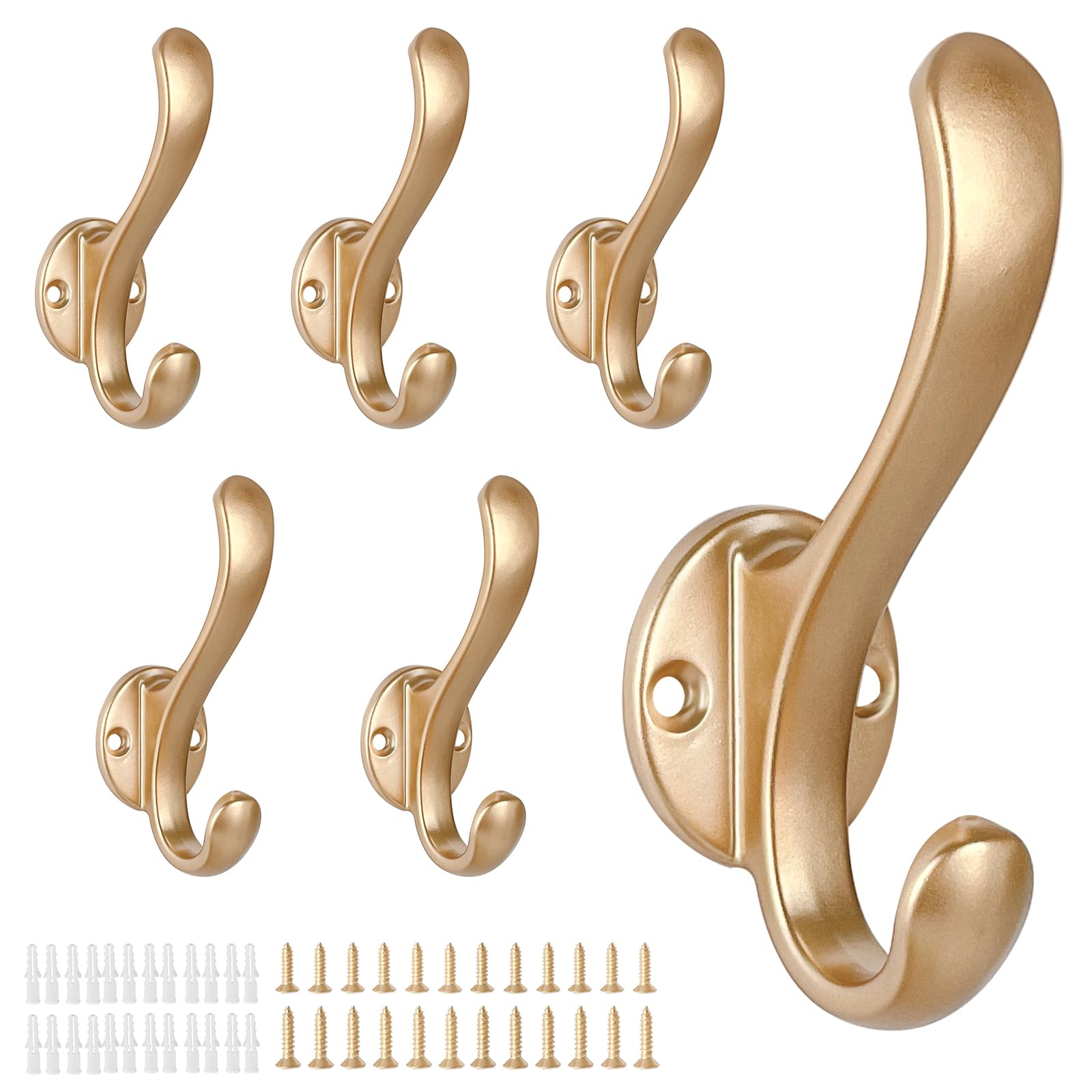 Amazon.com: PEOIAOY 6 Pack Coat Hooks Wall Mount Heavy Duty Utility ...