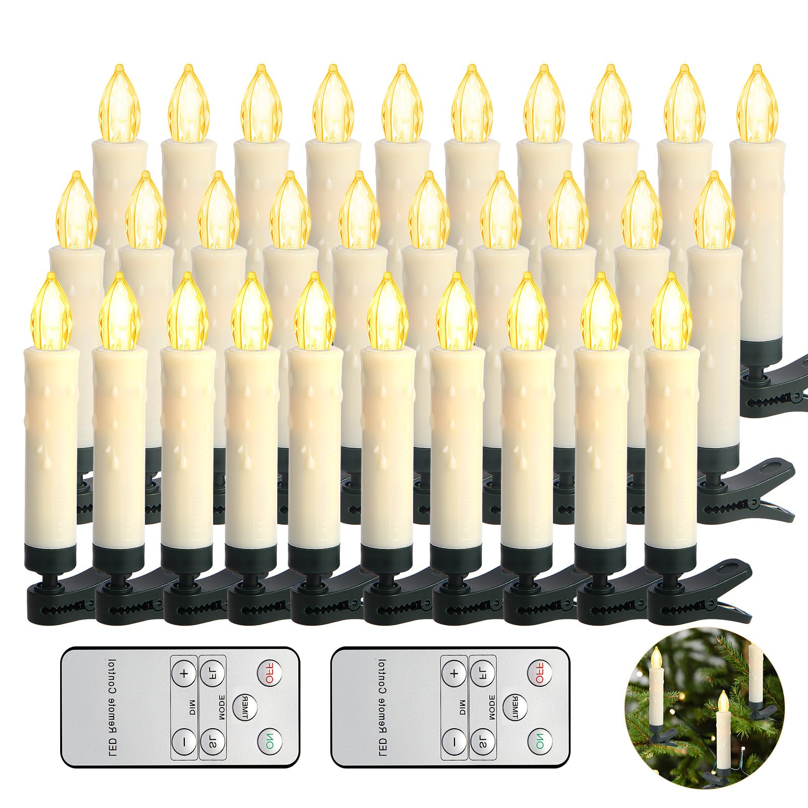 Amazon.com: Kuandawei LED Christmas Candles, Flickering Clip on Candles ...