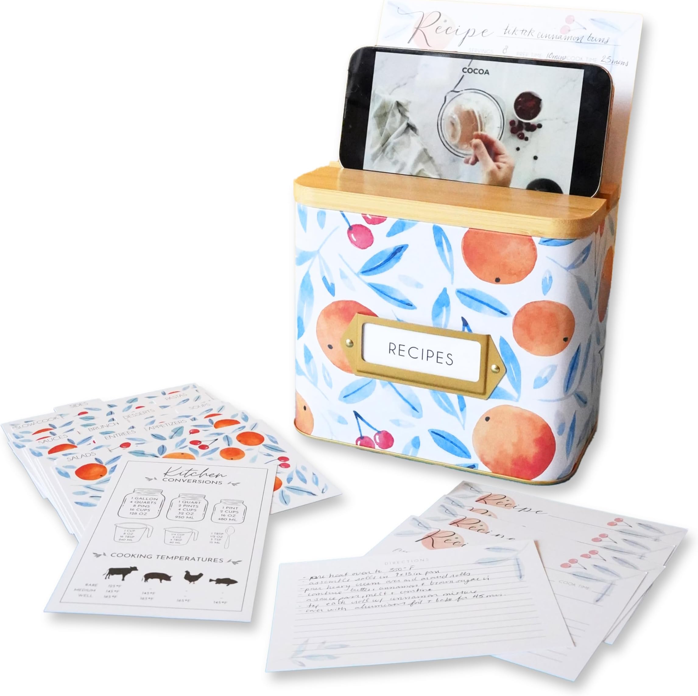 Amazon.com: Recipe Box With Cards And Dividers | Sage Green Recipe ...