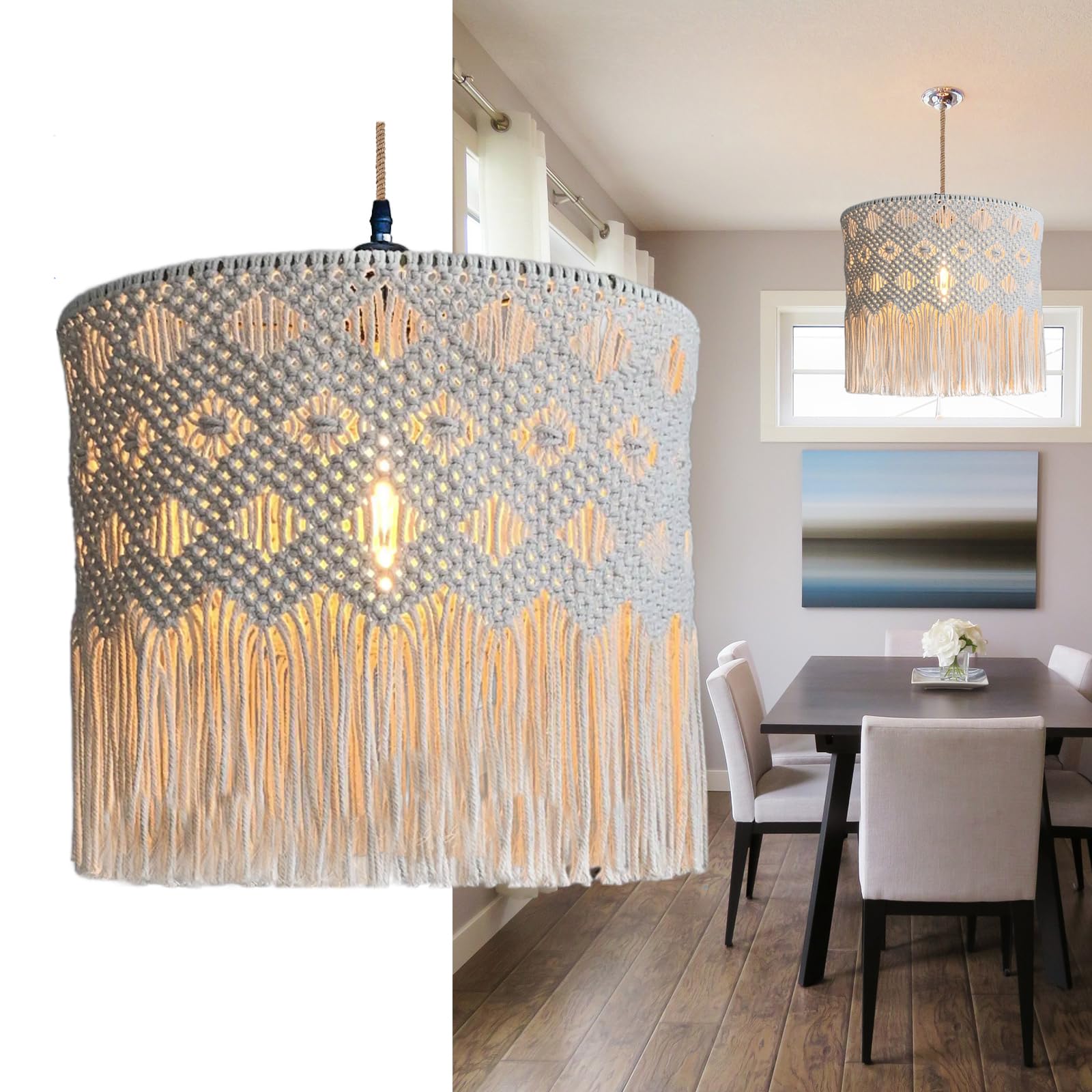 DOUBLE POMELO - Handmade Macrame Lampshade Boho Pendant Lamp Shade ...