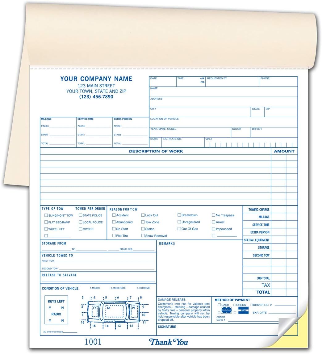 Amazon.com : CheckSimple Auto Road/Towing Service Order Forms ...