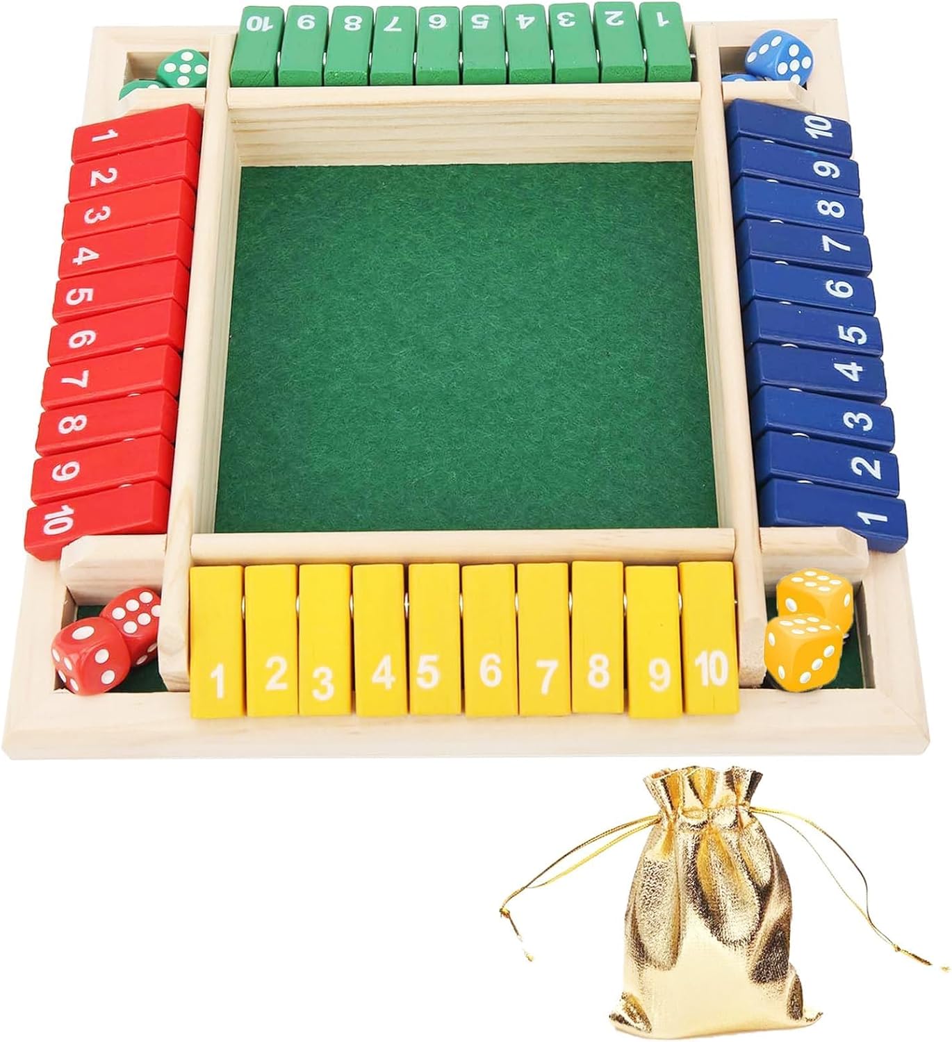 Shut The Box Game, Shut The Box Game 4 Player Wooden Table Game,Dice ...
