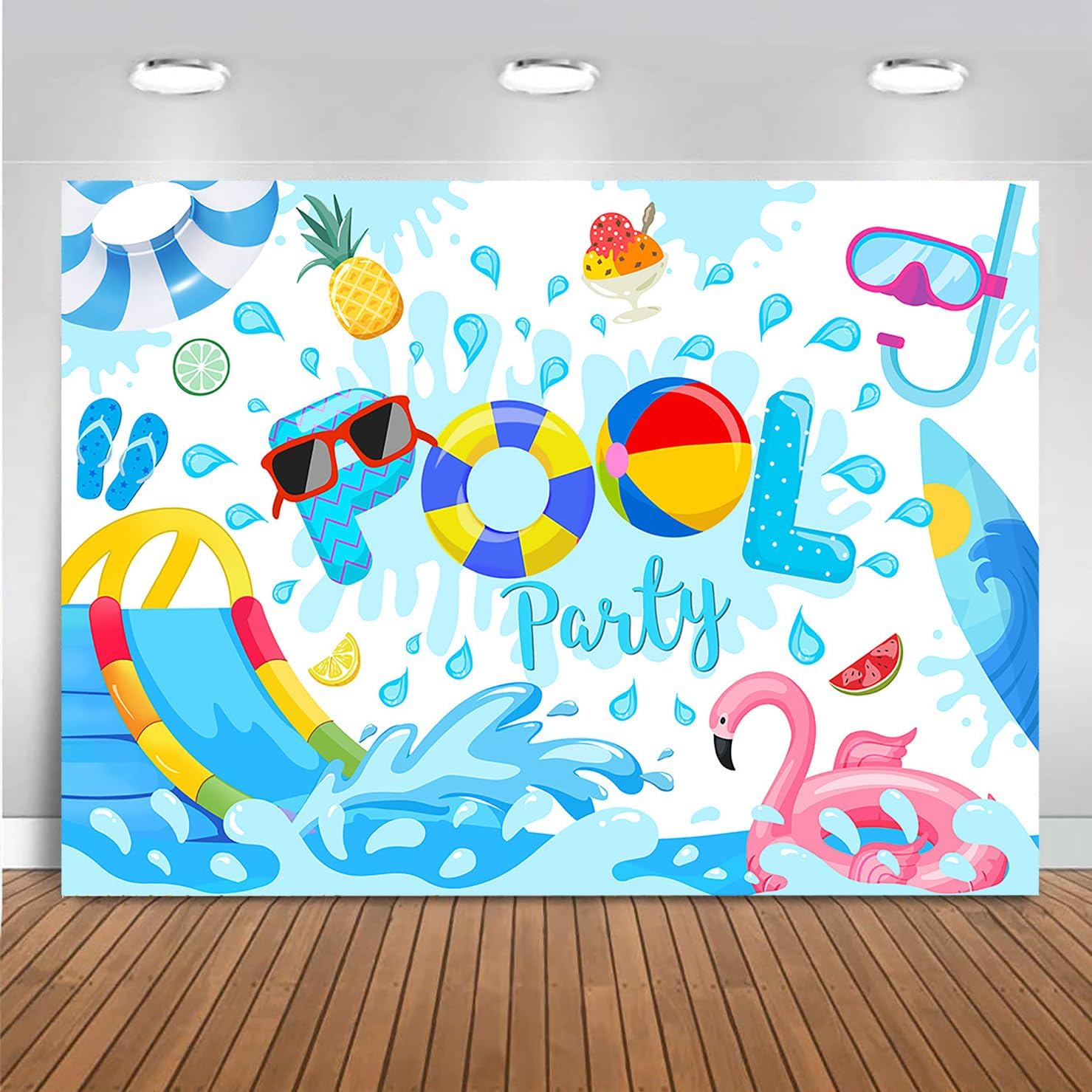 Amazon.com : Mocsicka Pool Party Backdrop Summer Pool Party Decorations ...