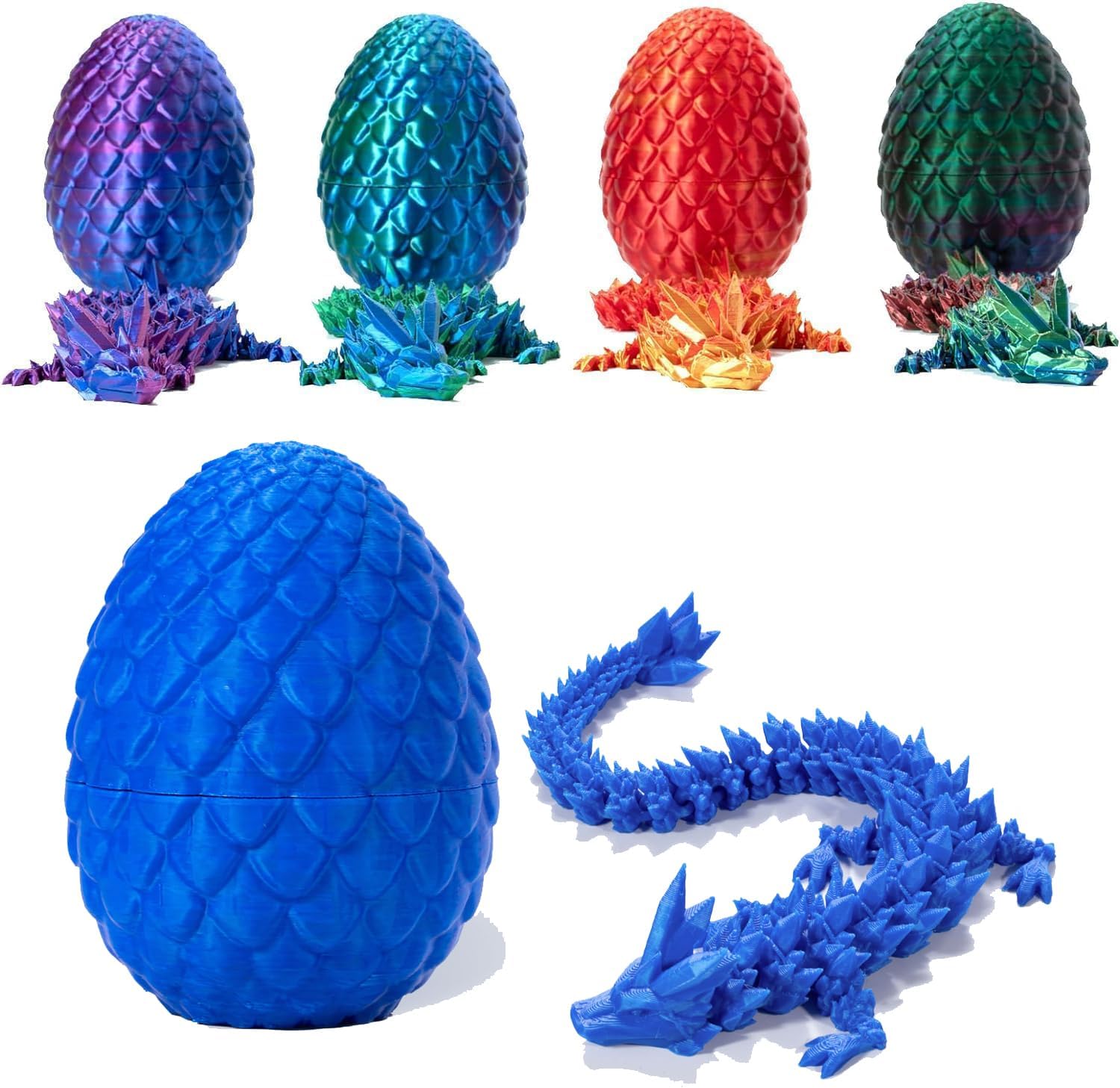3D Printed Dragon in Egg, Articulated Dragon Crystal Dragon Egg, Flexible Joints Dragon Fidget ...