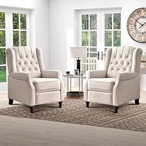 Amazon.com: IOMOR Push Back Recliner Chair Fabric Lounge Armchair ...